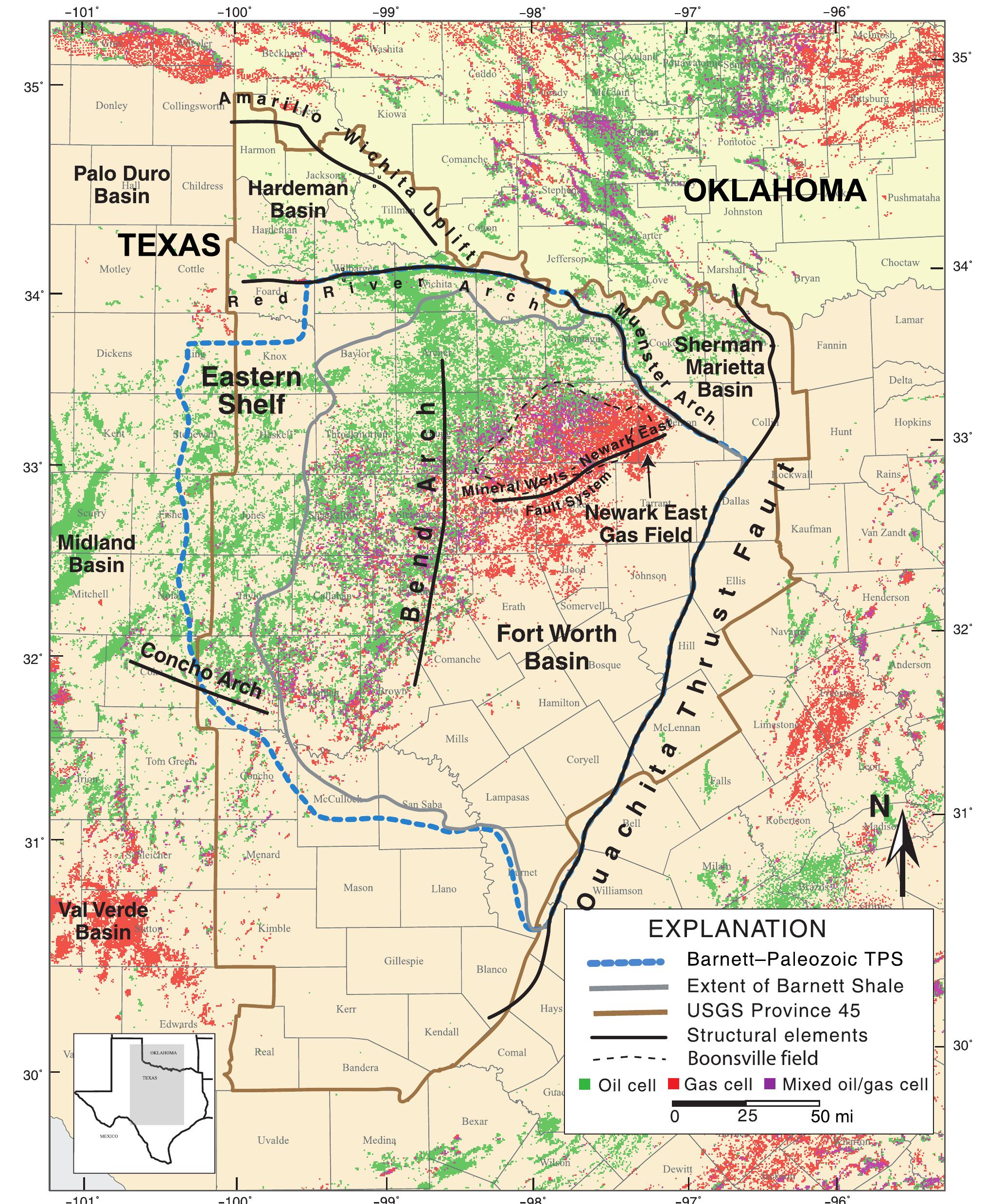 Map shows the area of u.s. geological survey (usgs) bend
