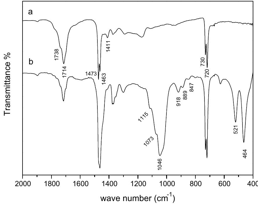 Ftir spectra of the (a) oxidized polyethylene (ac330) and