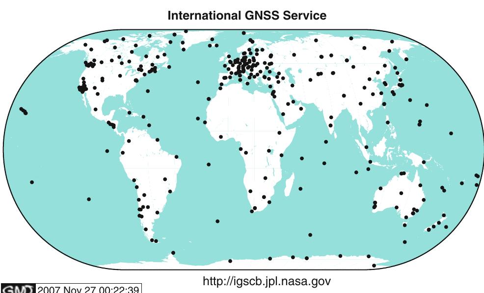 Map showing the distribution of igs receivers (as of 26
