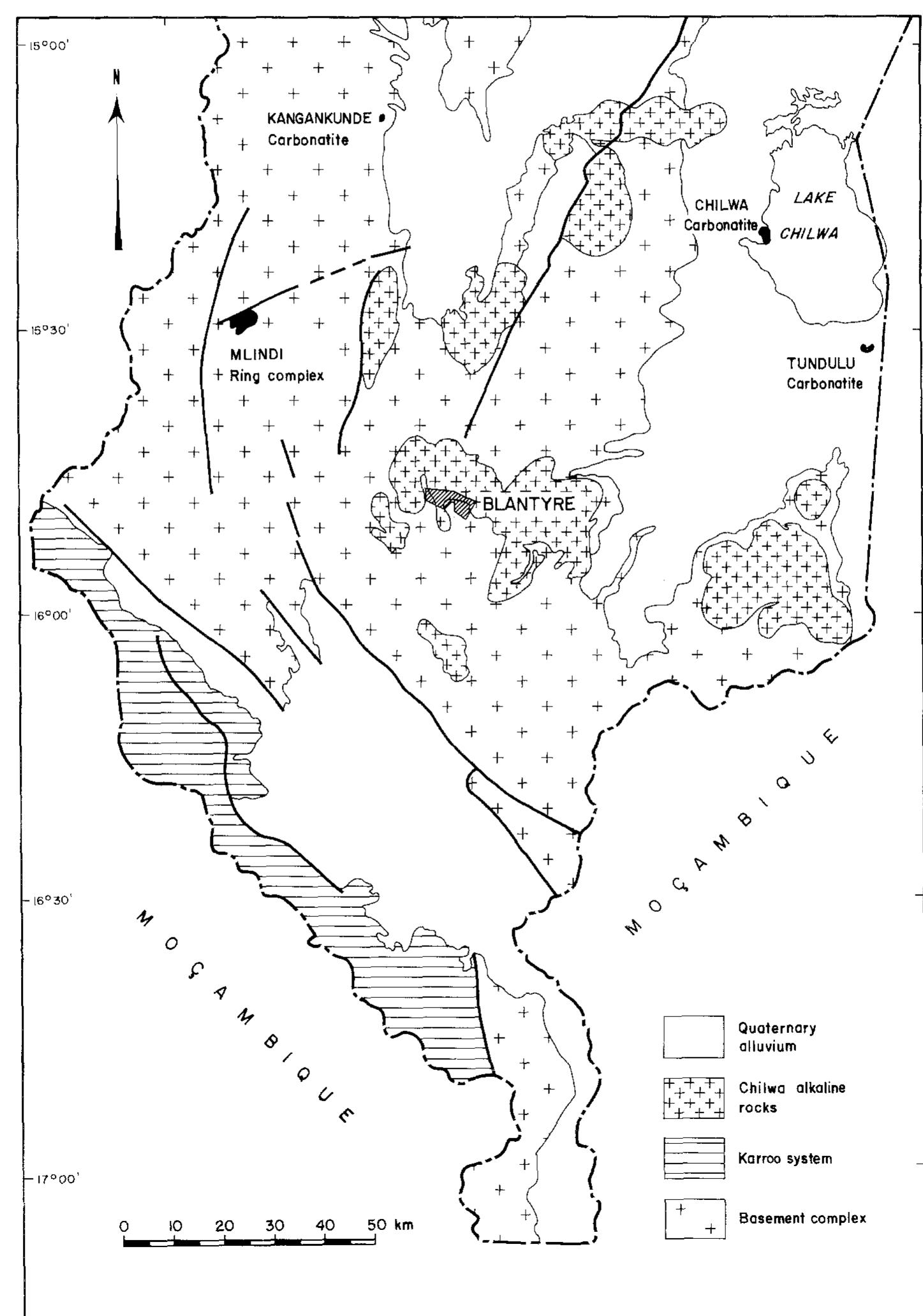 B geological sketch map of south malawi. location of the