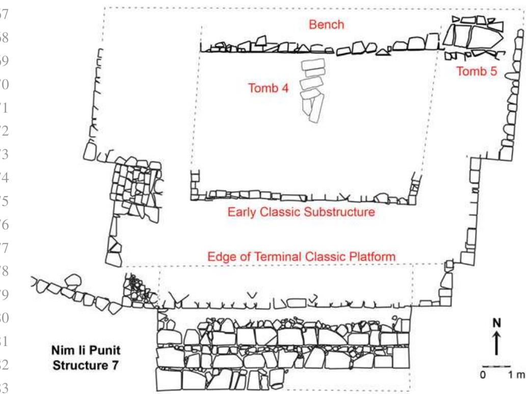 Plan of nim li punit structure 7, showing locations of tombs