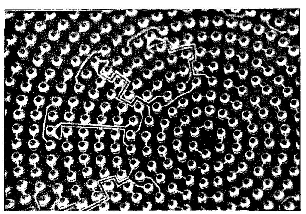 Test chip bonded to a glass substrate. the bumps are seen
