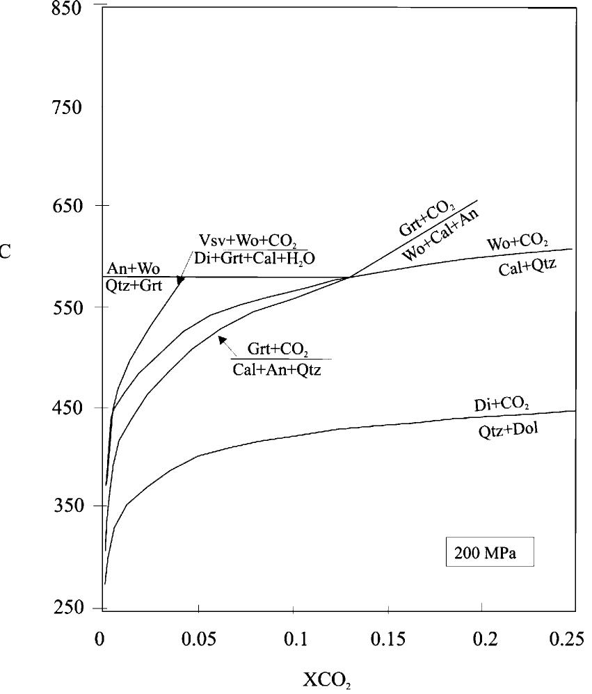 T-xco, diagram illustrating phase equilibria relevant to the