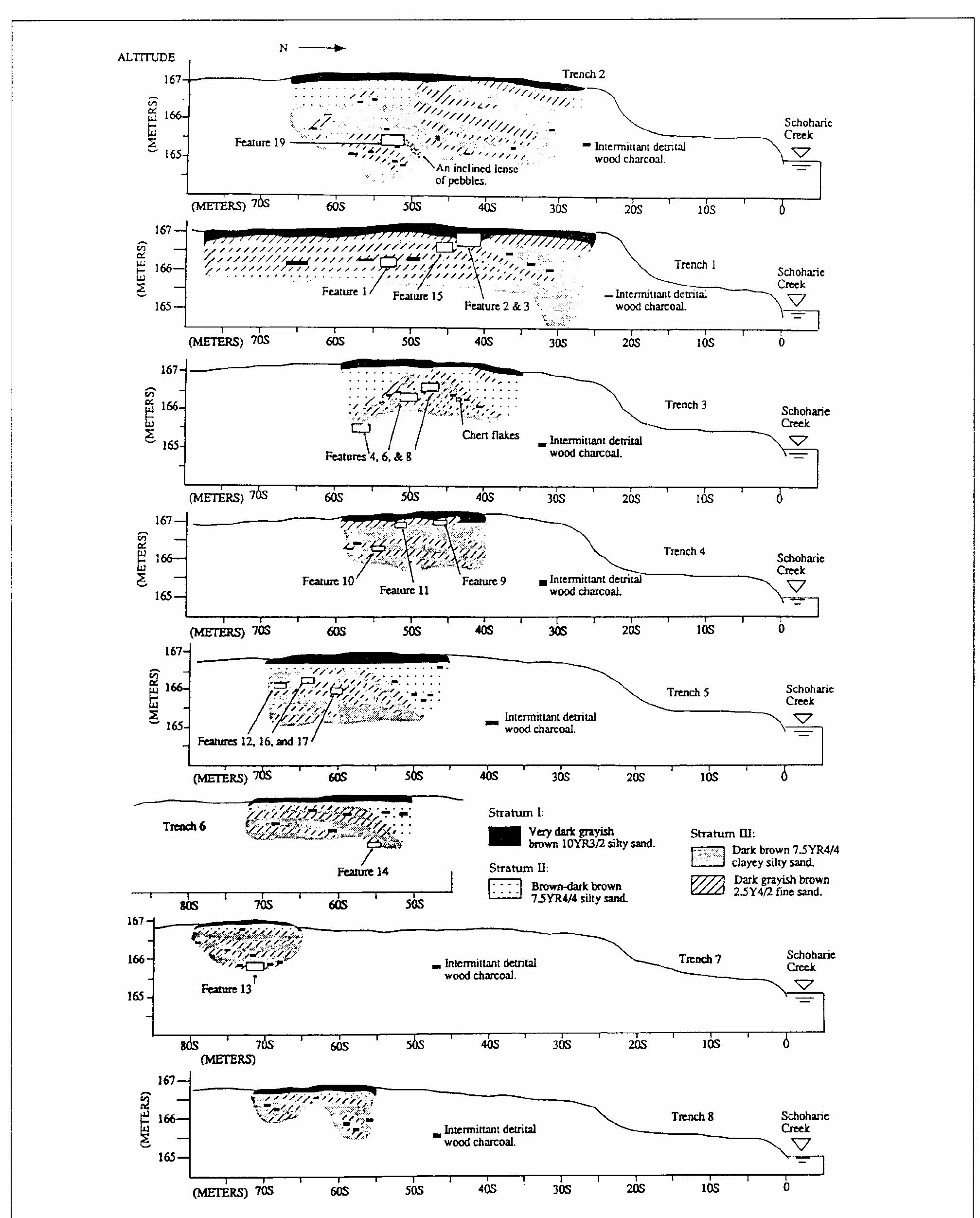 Composite stratigraphic profile of the backhoe trenches at