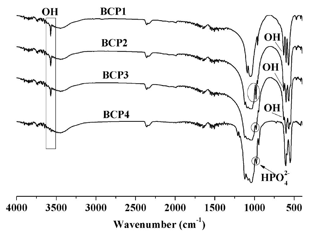 Ftir spectra of bcp samples. the scanning electron