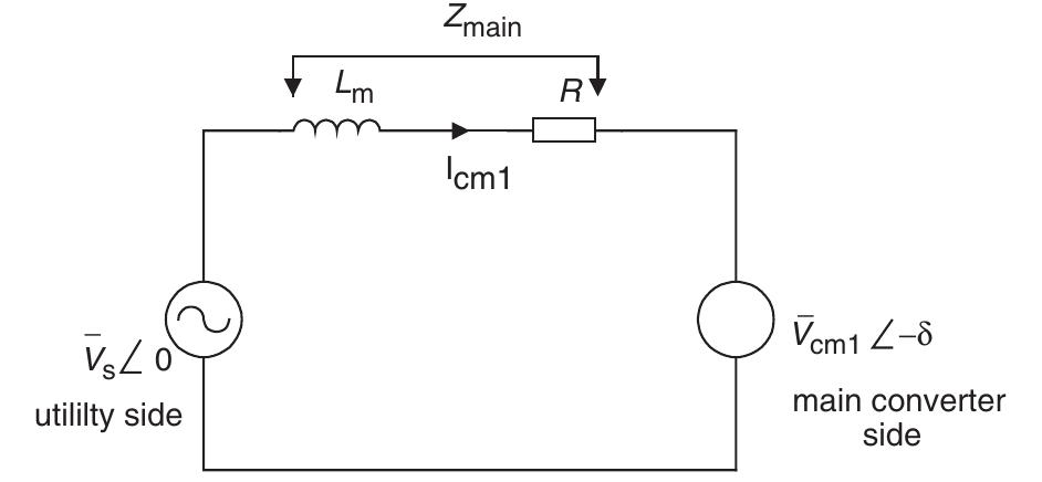 Per-phase equivalent circuit of main converter with