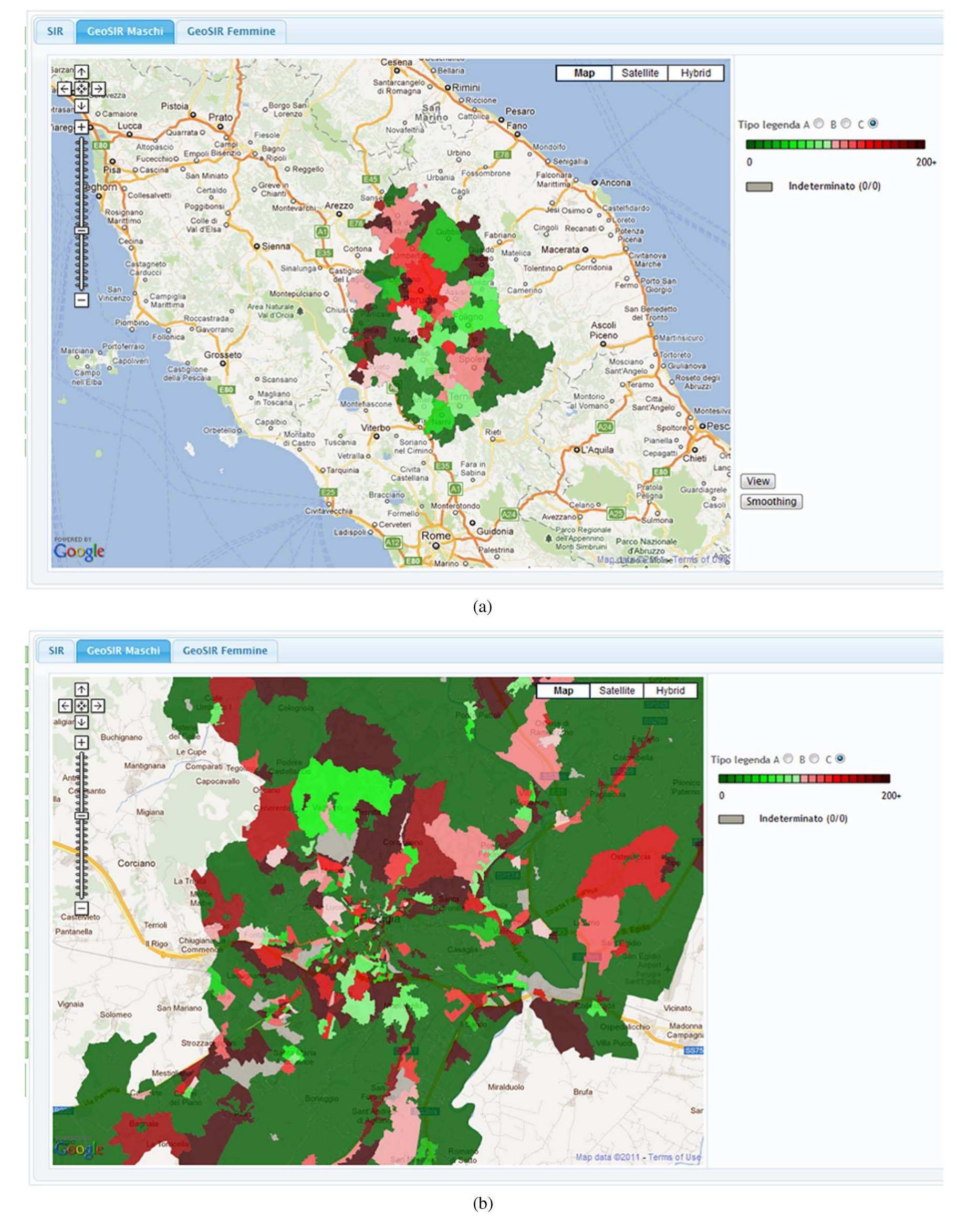 Sir maps. (a) sir residence town map for colon cancer stage