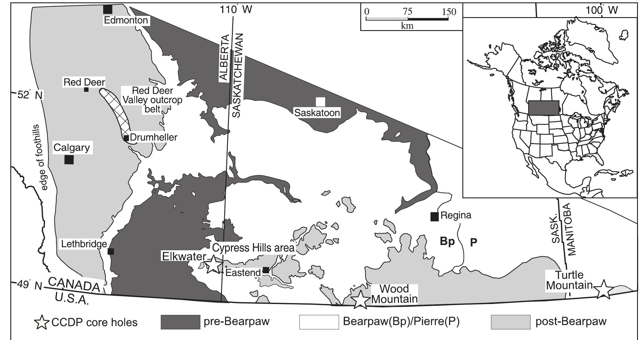 Regional map of the study area showing the subcrop pattern