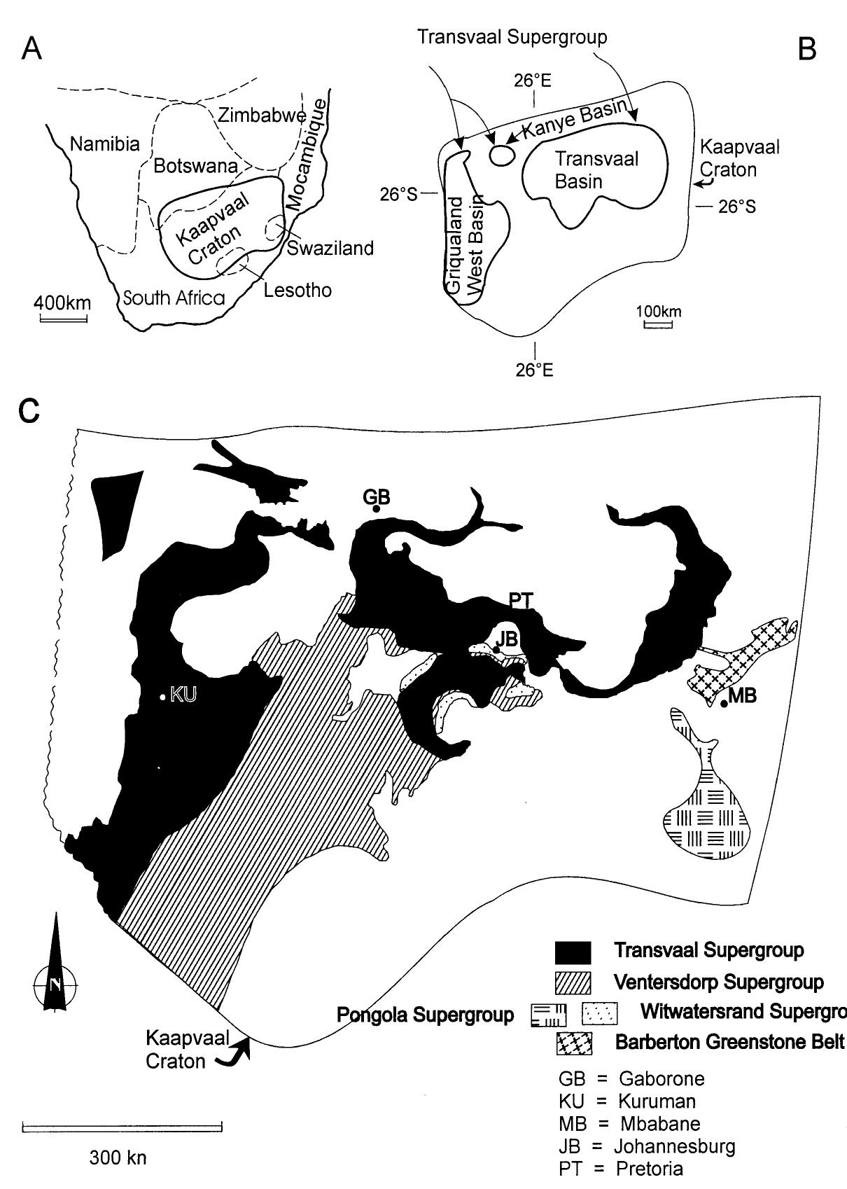 Sketch map of the kaapvaal craton, showing the location of