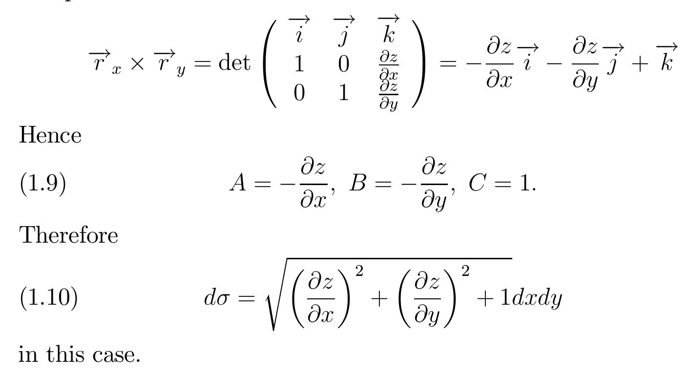 2. surface integral of the first type. the mass of a