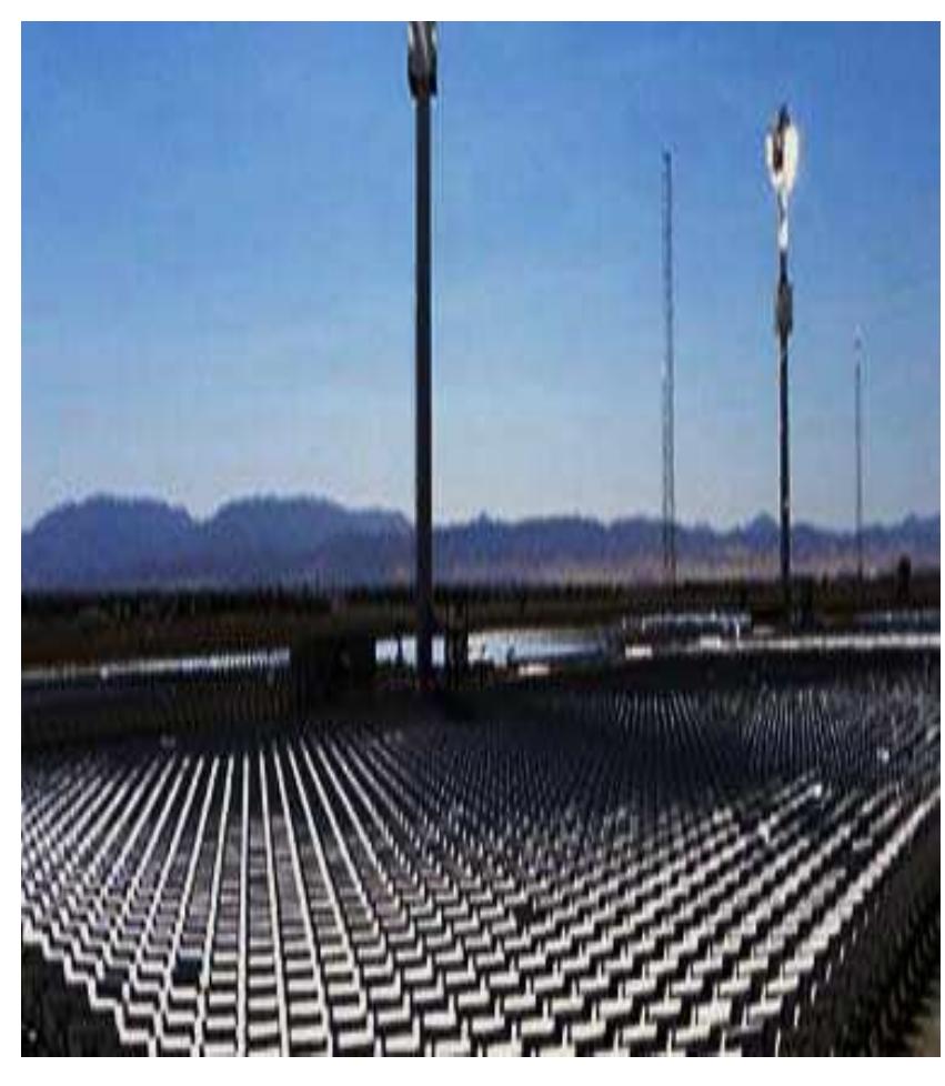 The engine in a solar dish/engine system converts heat to