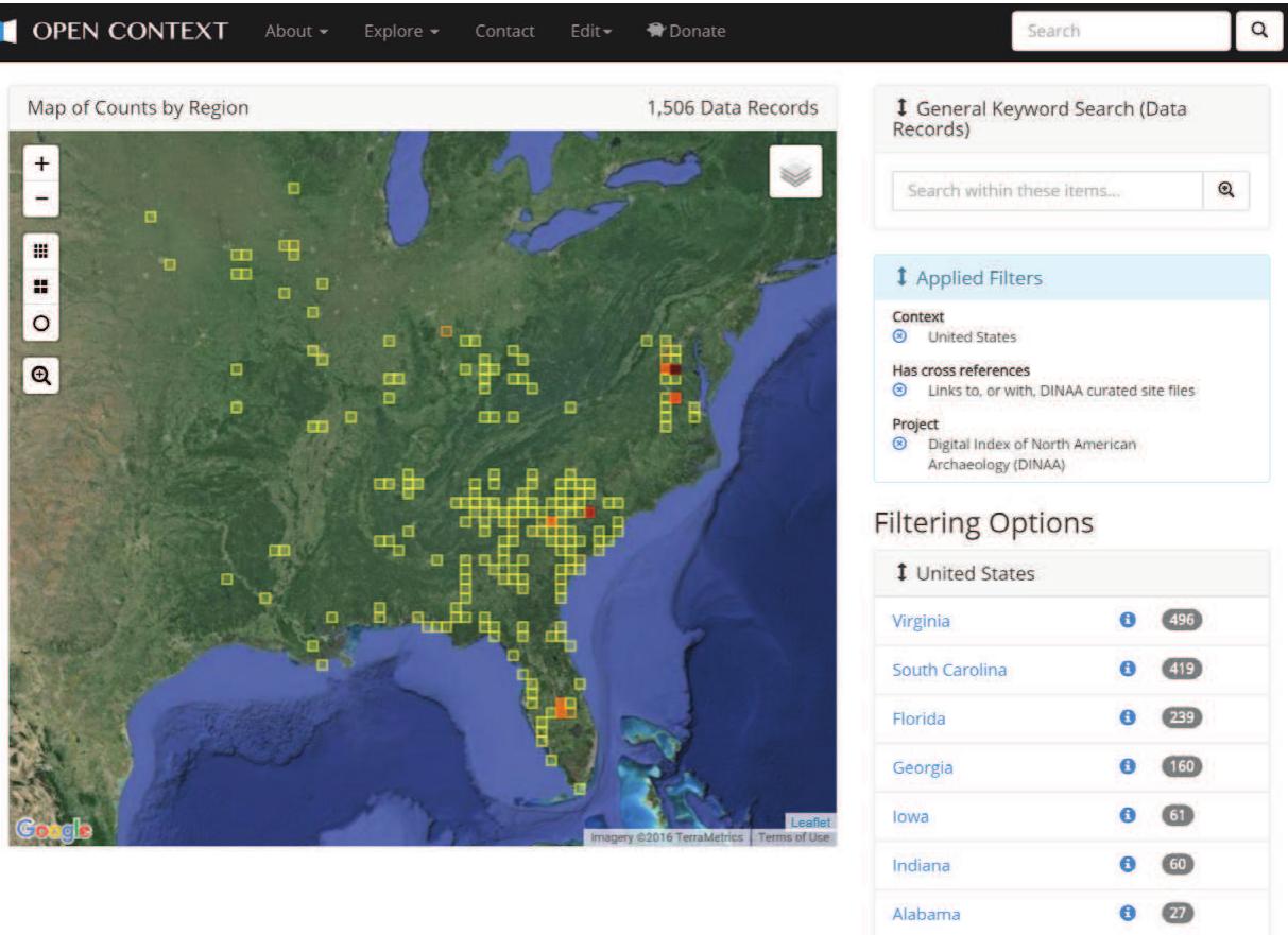 Map of sites in the digital index of north american ar-