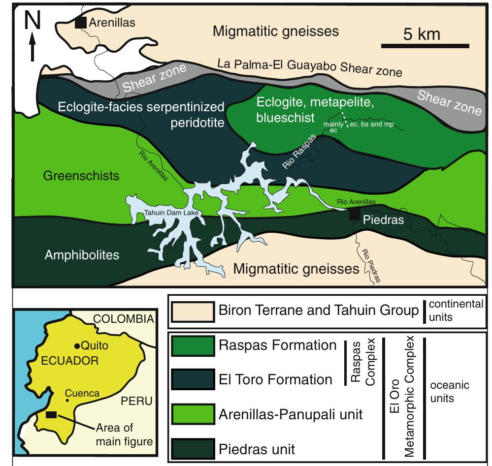 Geological map showing the main structures and lithological