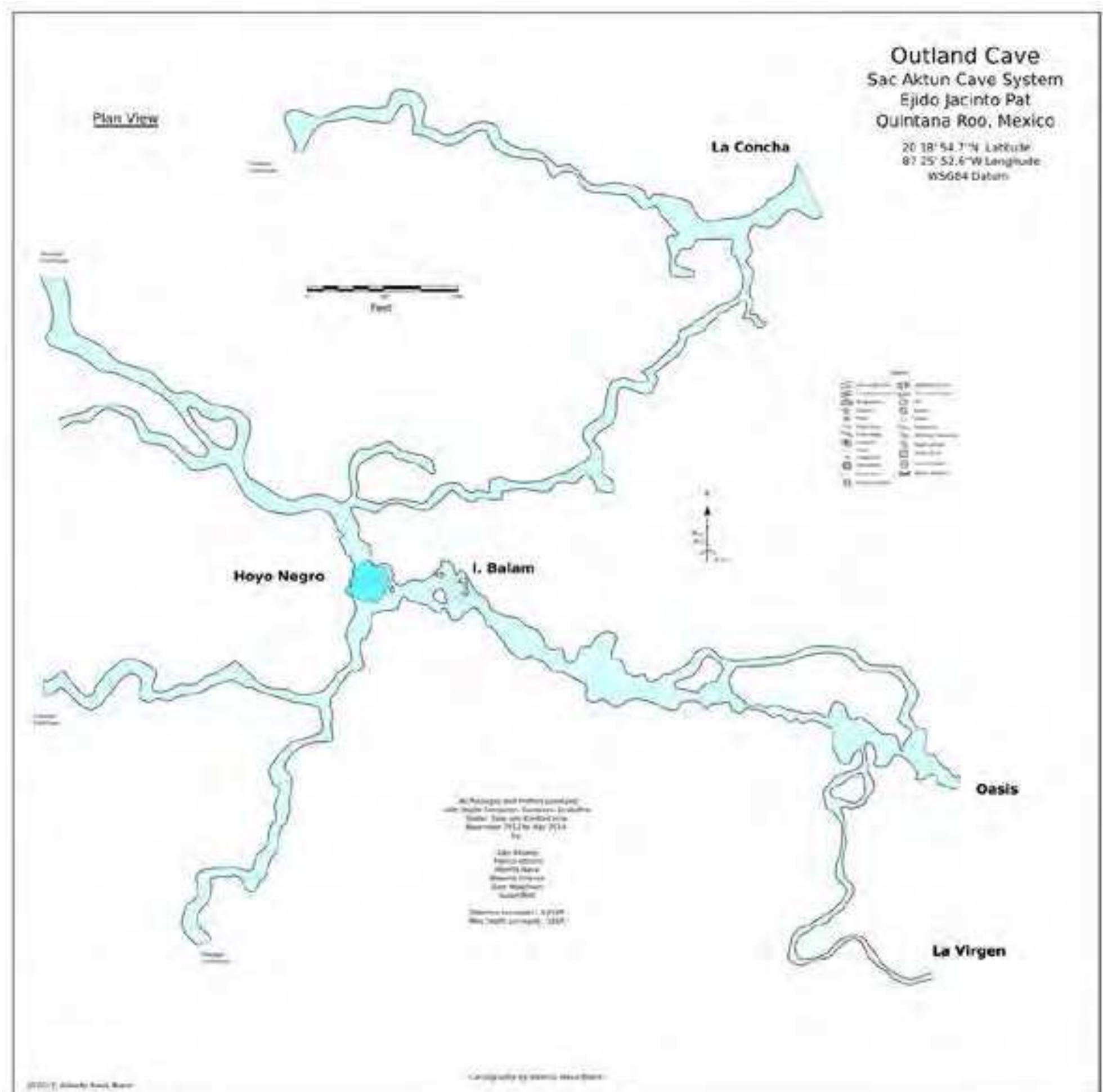 Map of sac outland system, quintana roo, mexico, showing the