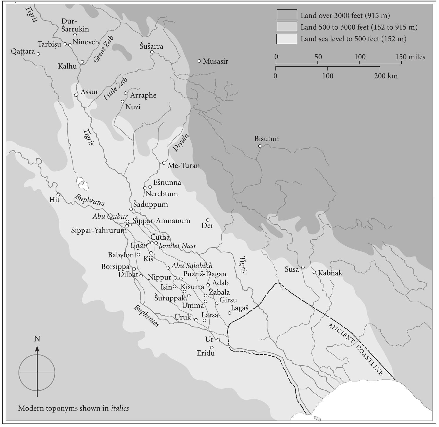 2 map of ancient mesopotamia, showing the major places