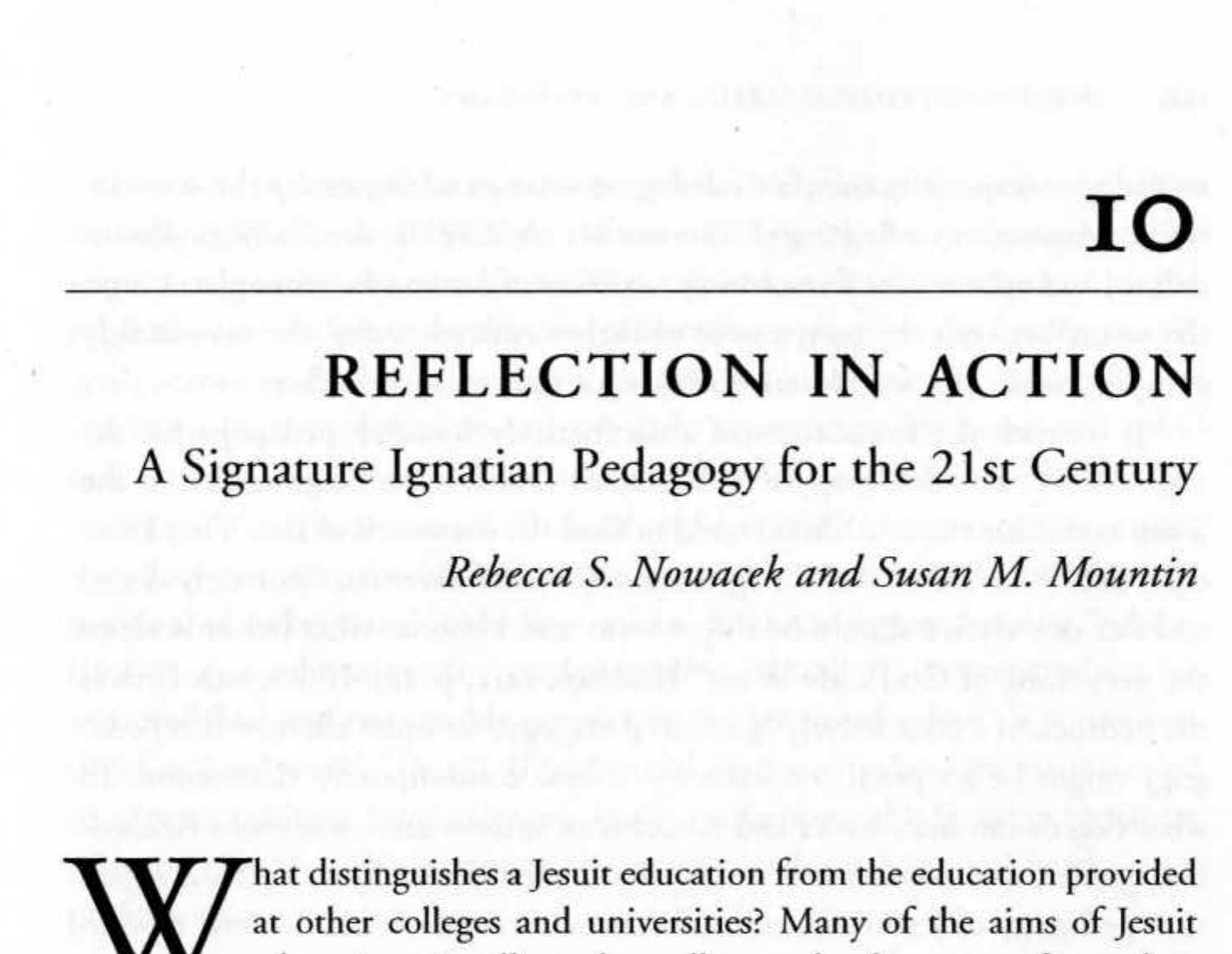 Figure 1 - Reflection in Action: A Signature Ignatian