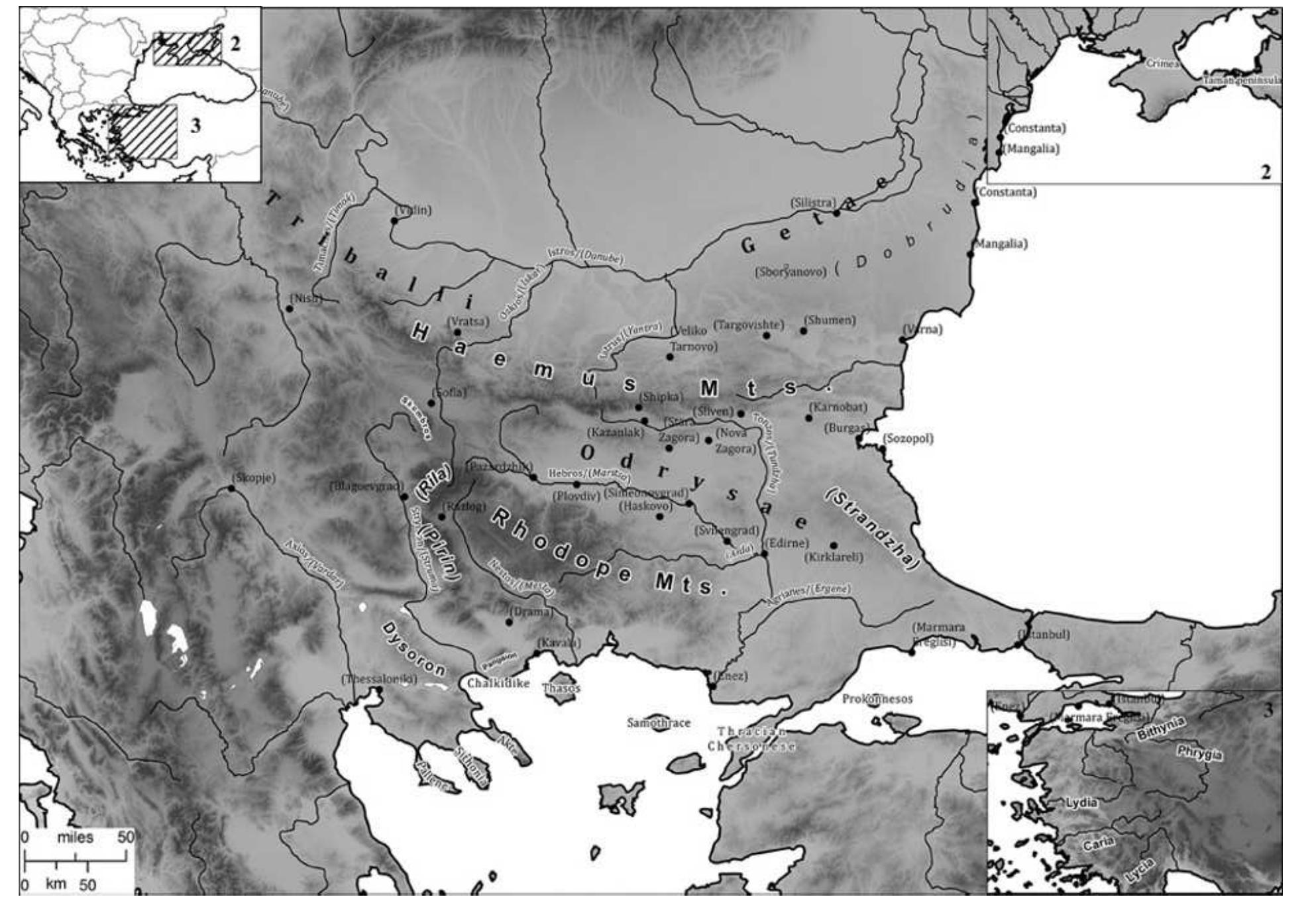 Map 1 general reference map for ancient thrace: geography,