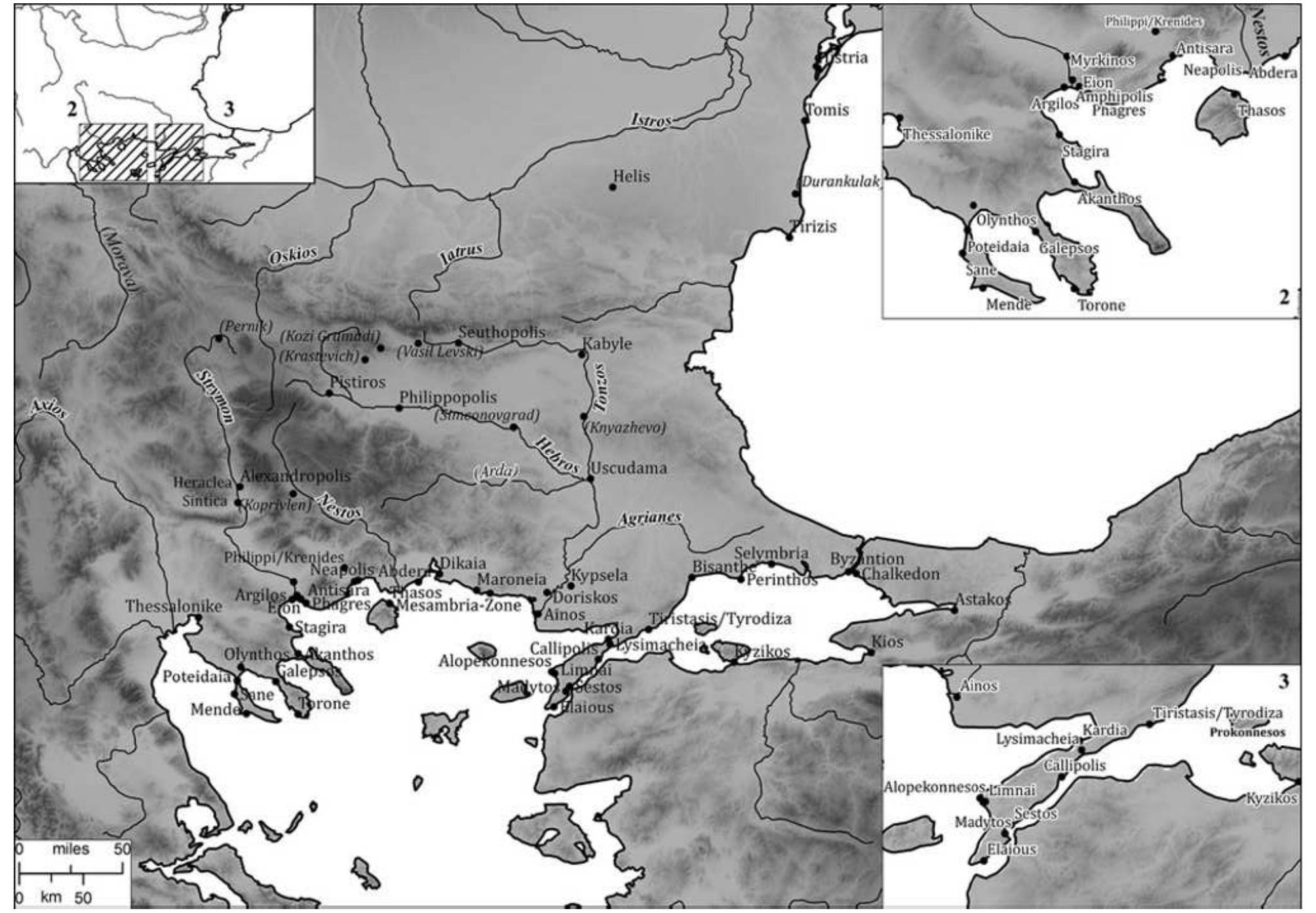 Map 2 ancient thrace: pre-roman settlements (modern place