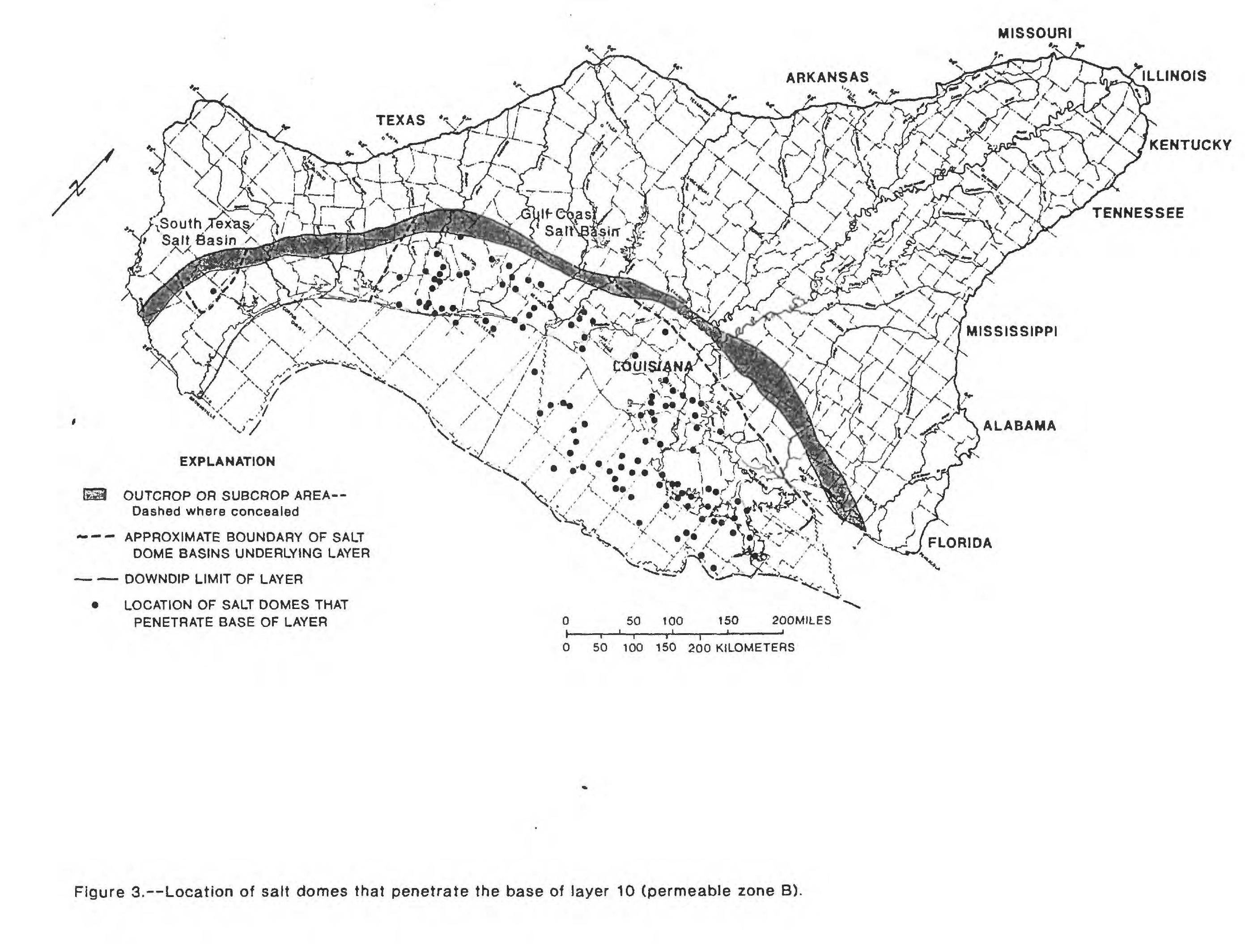 Figure 7 - SALT-DOME LOCATIONS IN THE GULF COASTAL PLAIN,