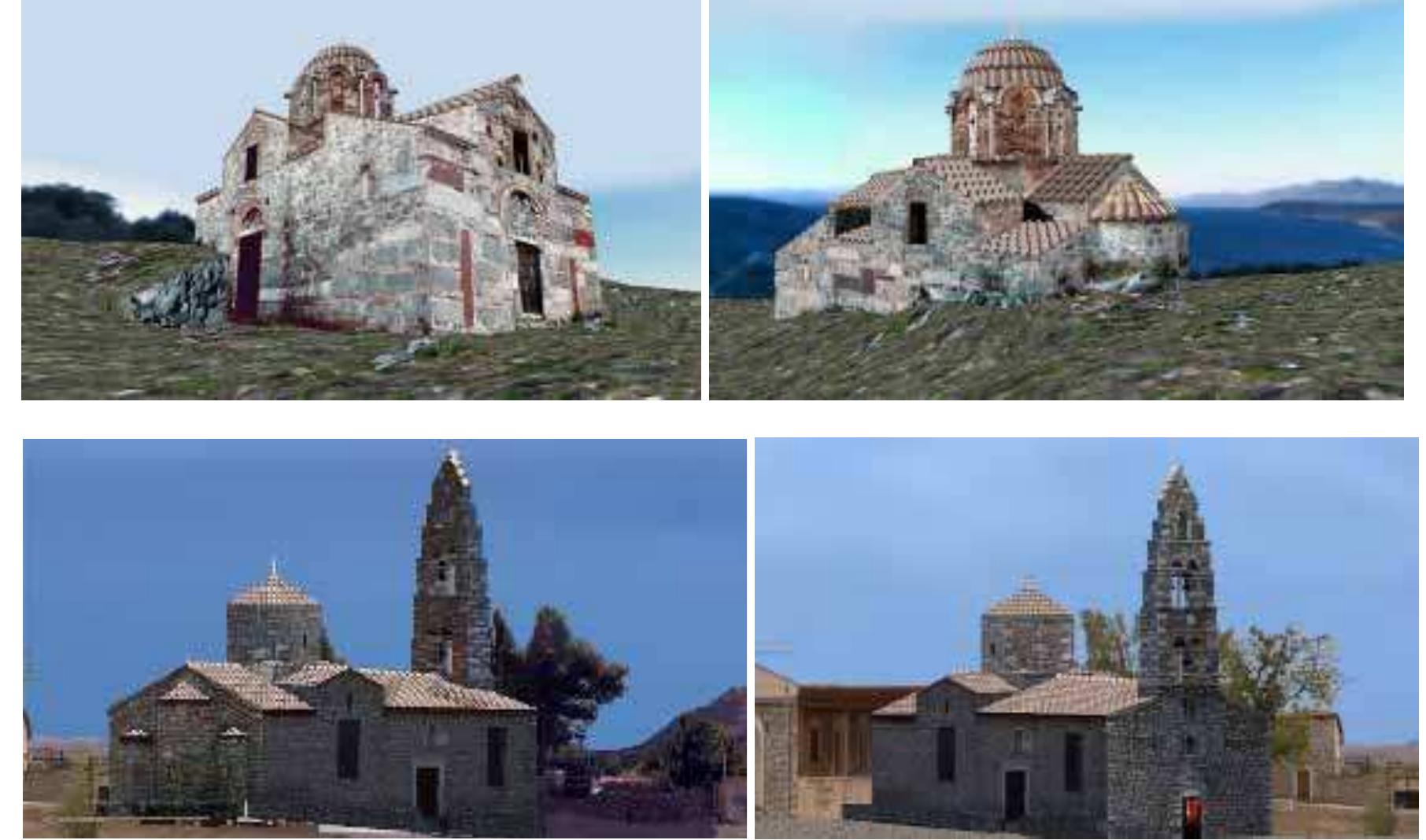 3d reconstructions of the exteriors of the two churches with