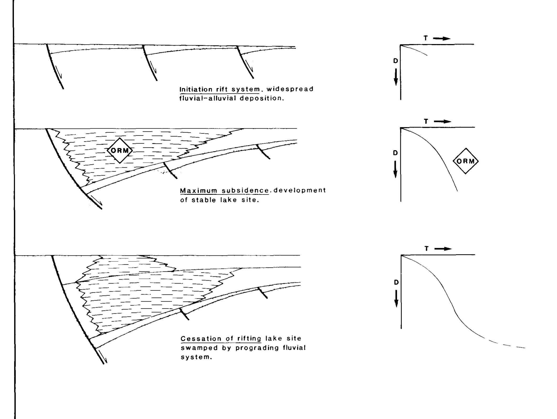 Schematic model for sedimentary facies distribution in an