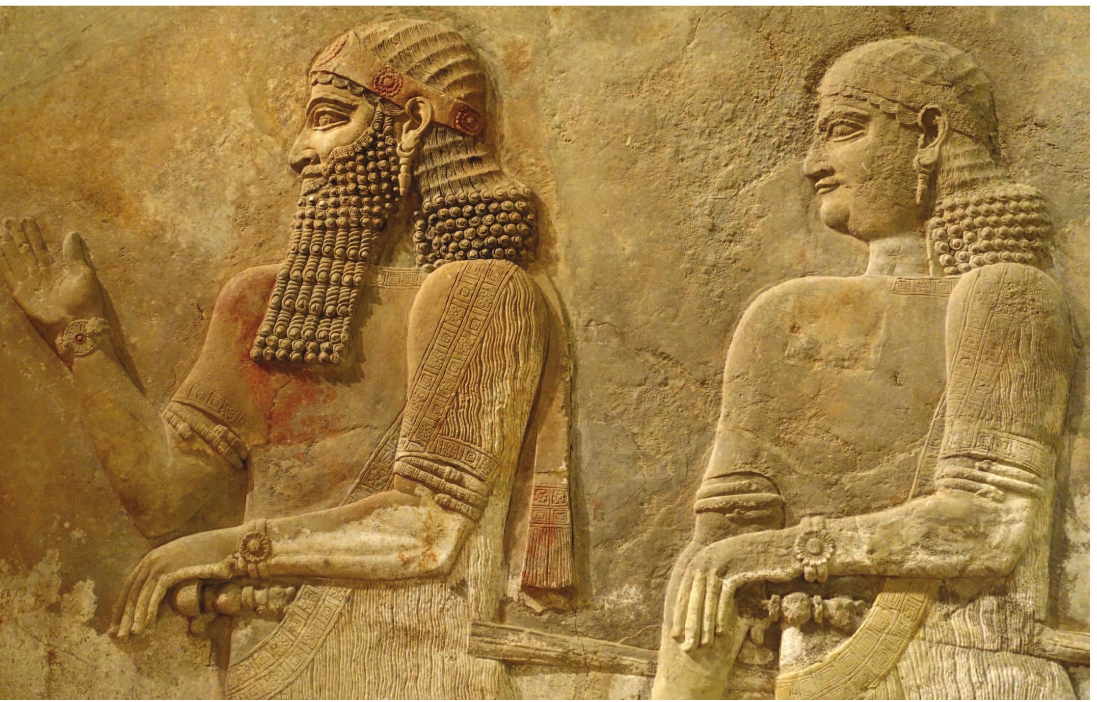 King sargon ii and his chief eunuch: palace of sargon ii,