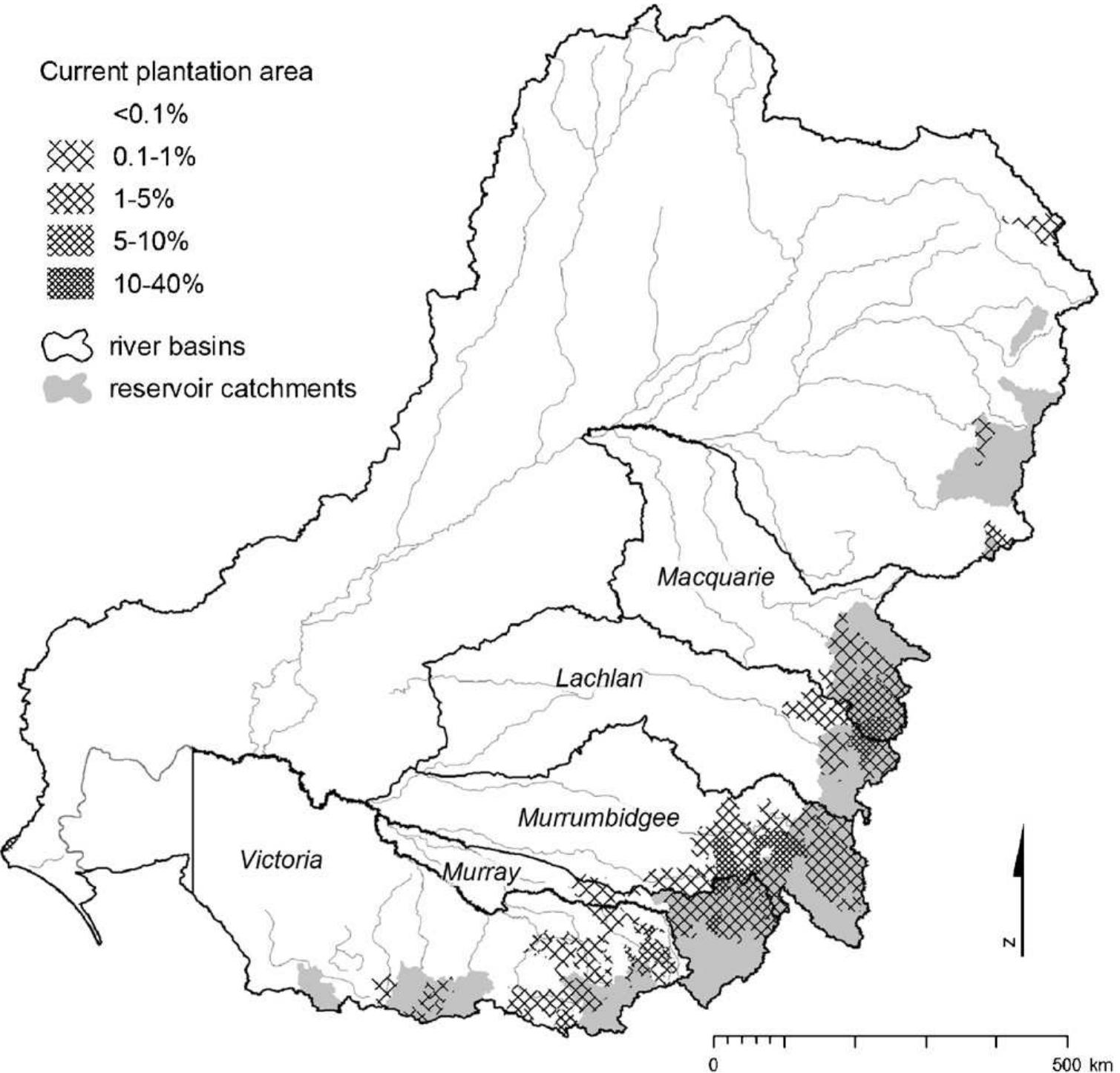 Map showing the major drainage areas referred to in table 3