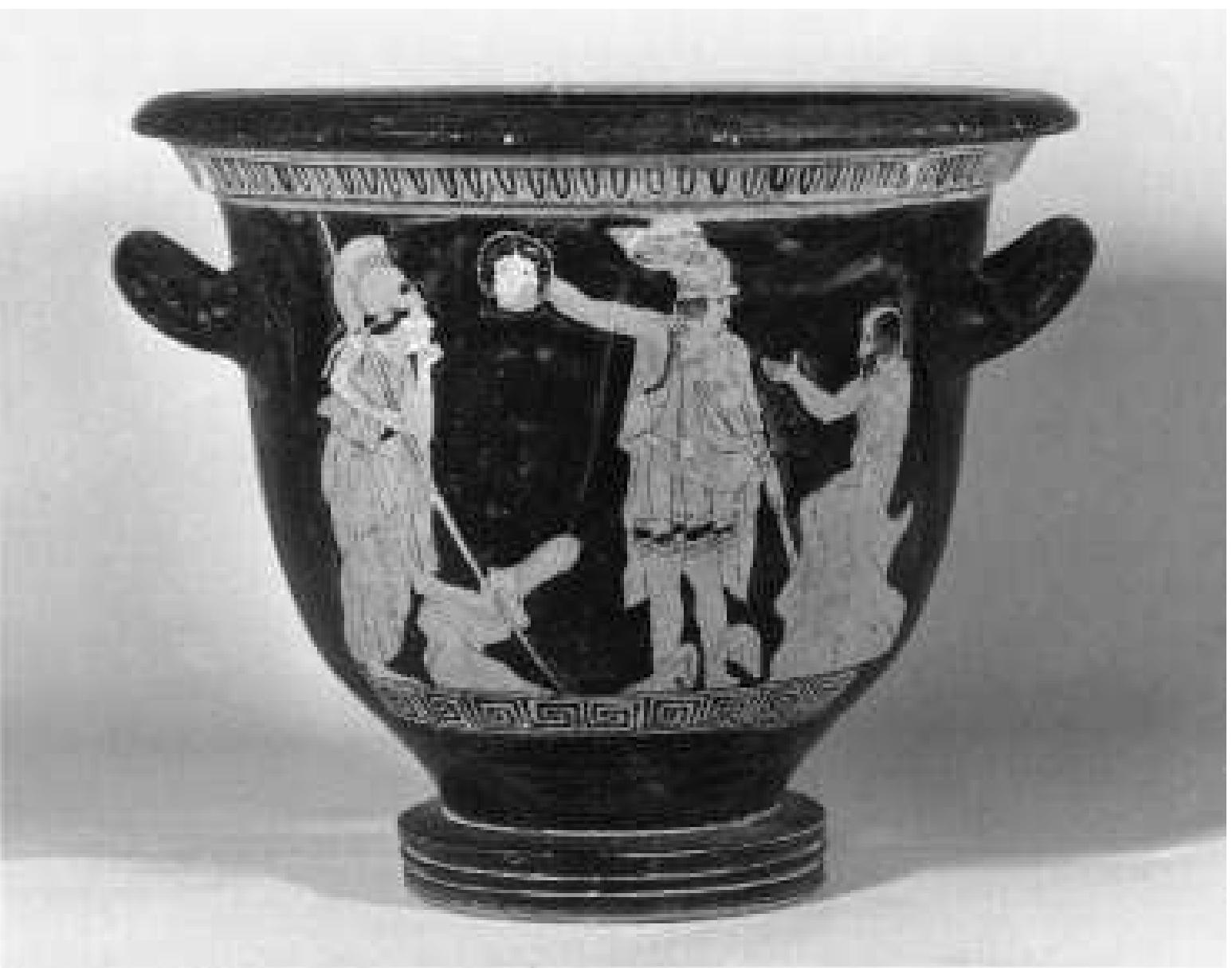 5 perseus turning polydektes to stone, attic red-figure