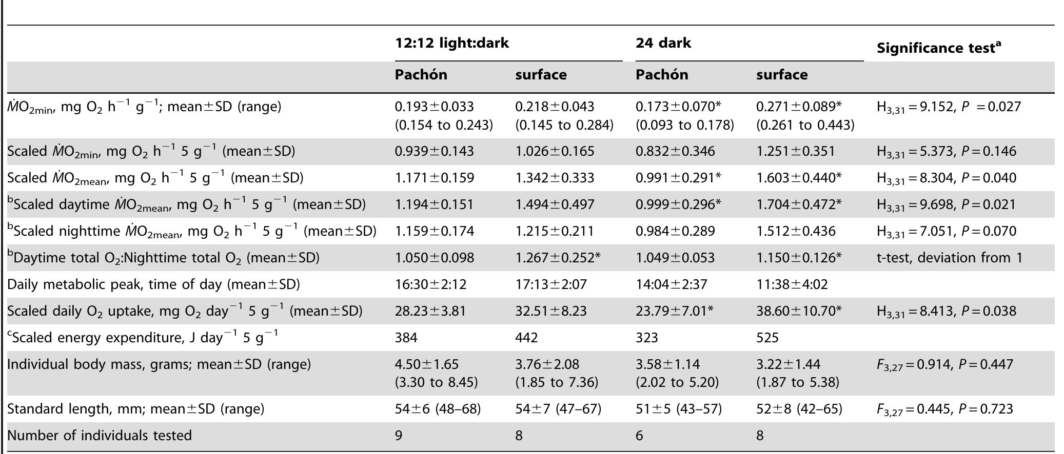 *denotes difference between treatments and morphs at p