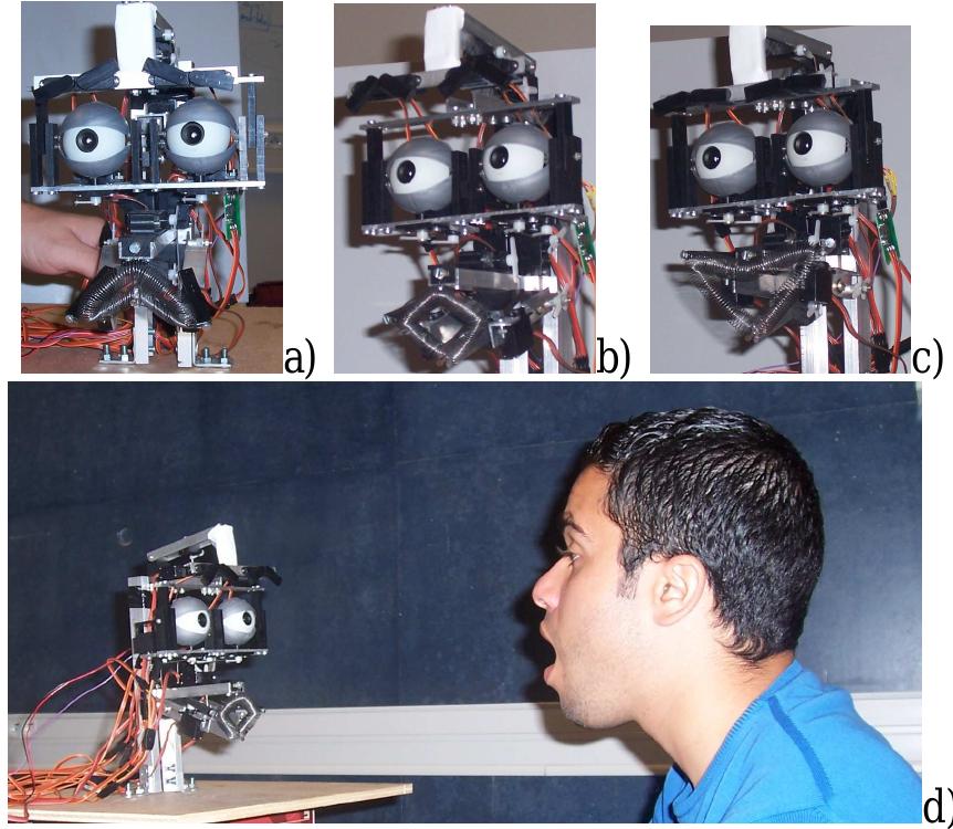 Examples of robot facial expressions: a) sadness, b)
