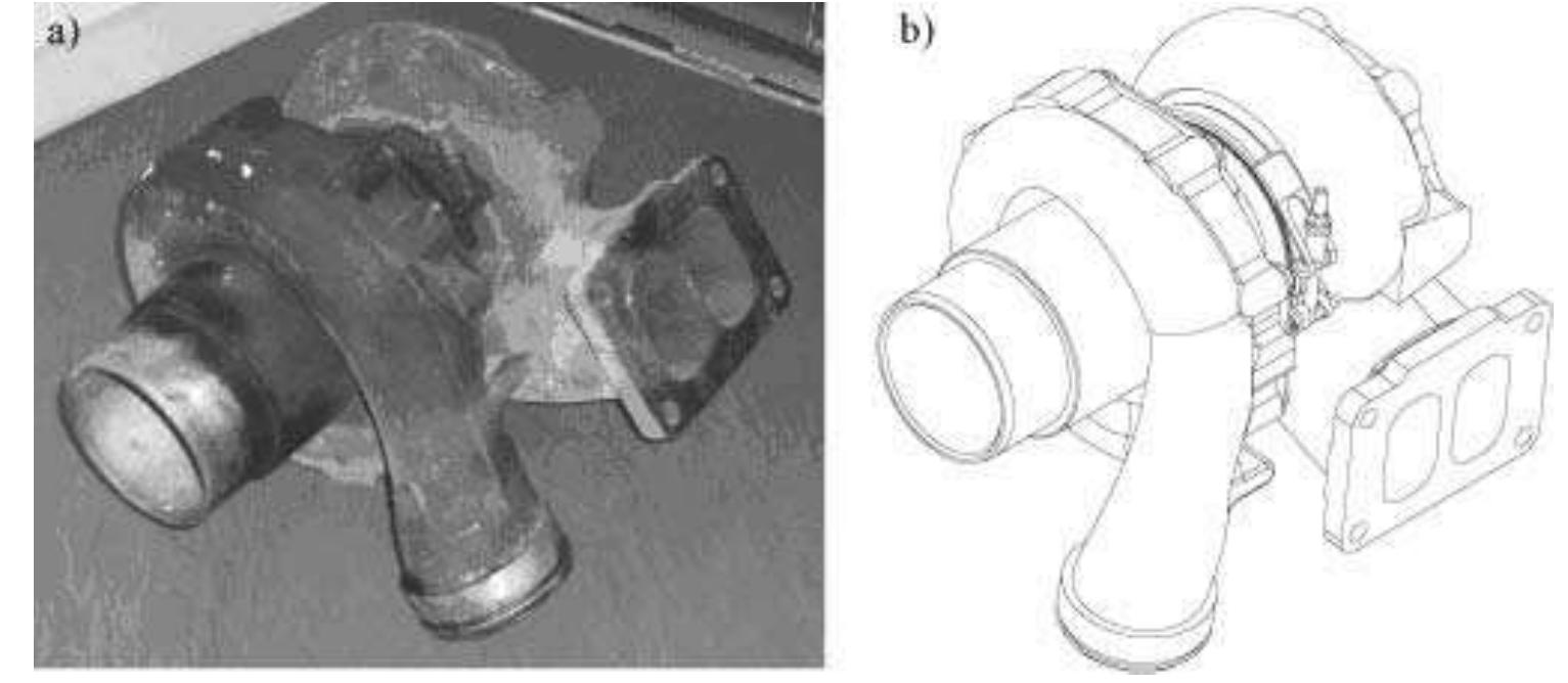 Turbocharger: (a) real system; (b) 3d model.