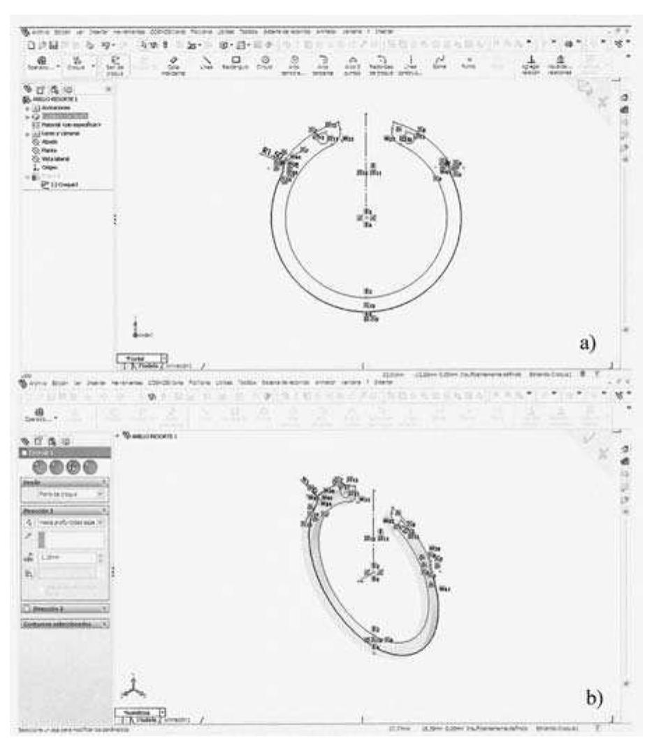 Example model of a 3d component: (a) sketch. (b) extrude