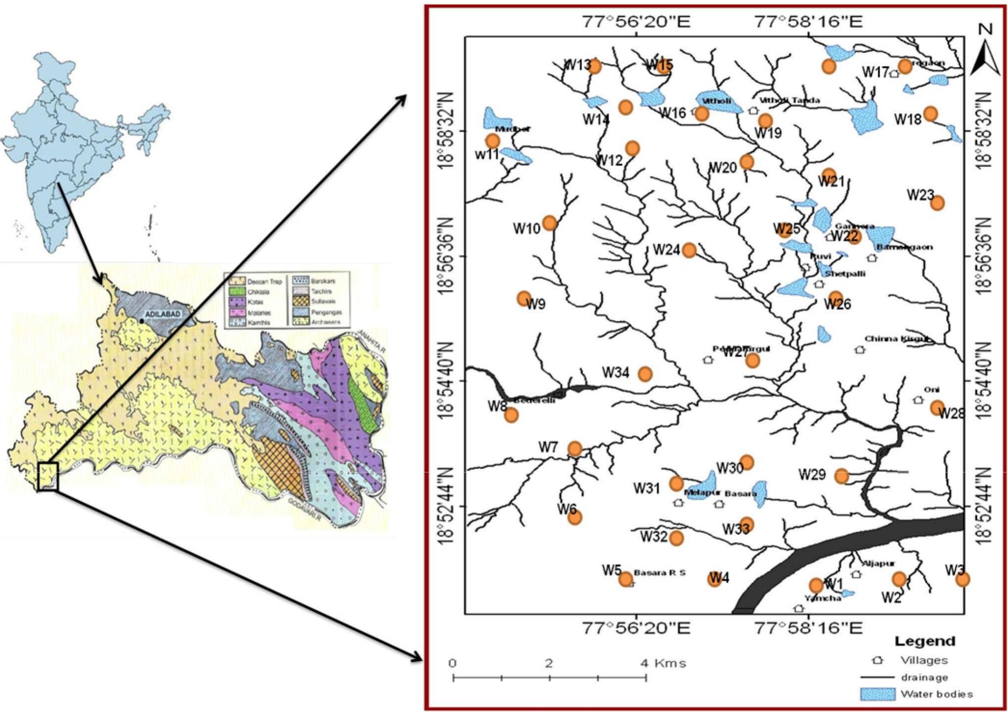 Location map of the basara area and its groundwater