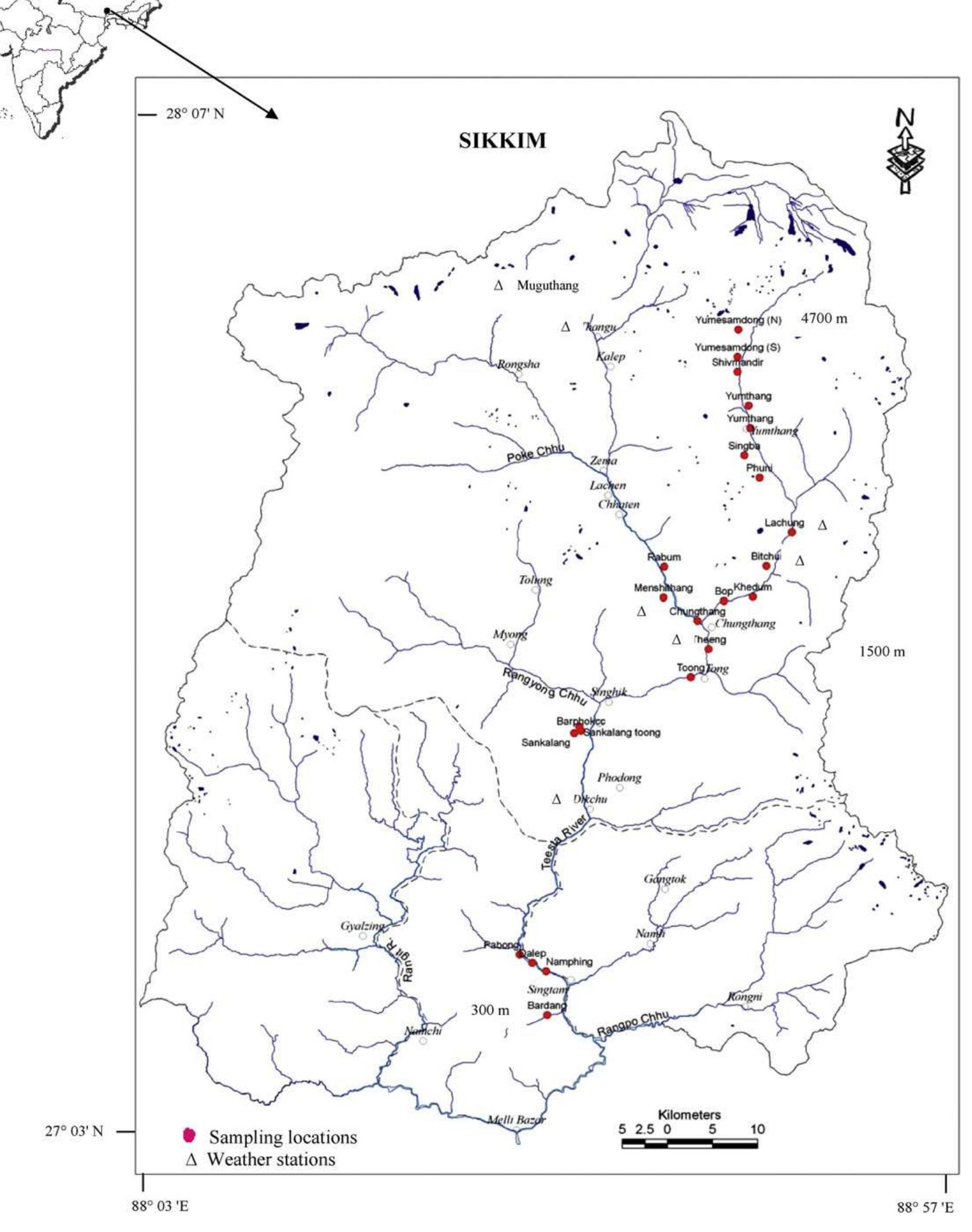 Map depicting location of sikkim in northeast india and