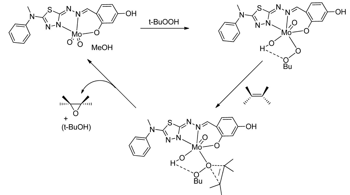 Proposed mechanism for the oxidation of alkenes catalyzed by