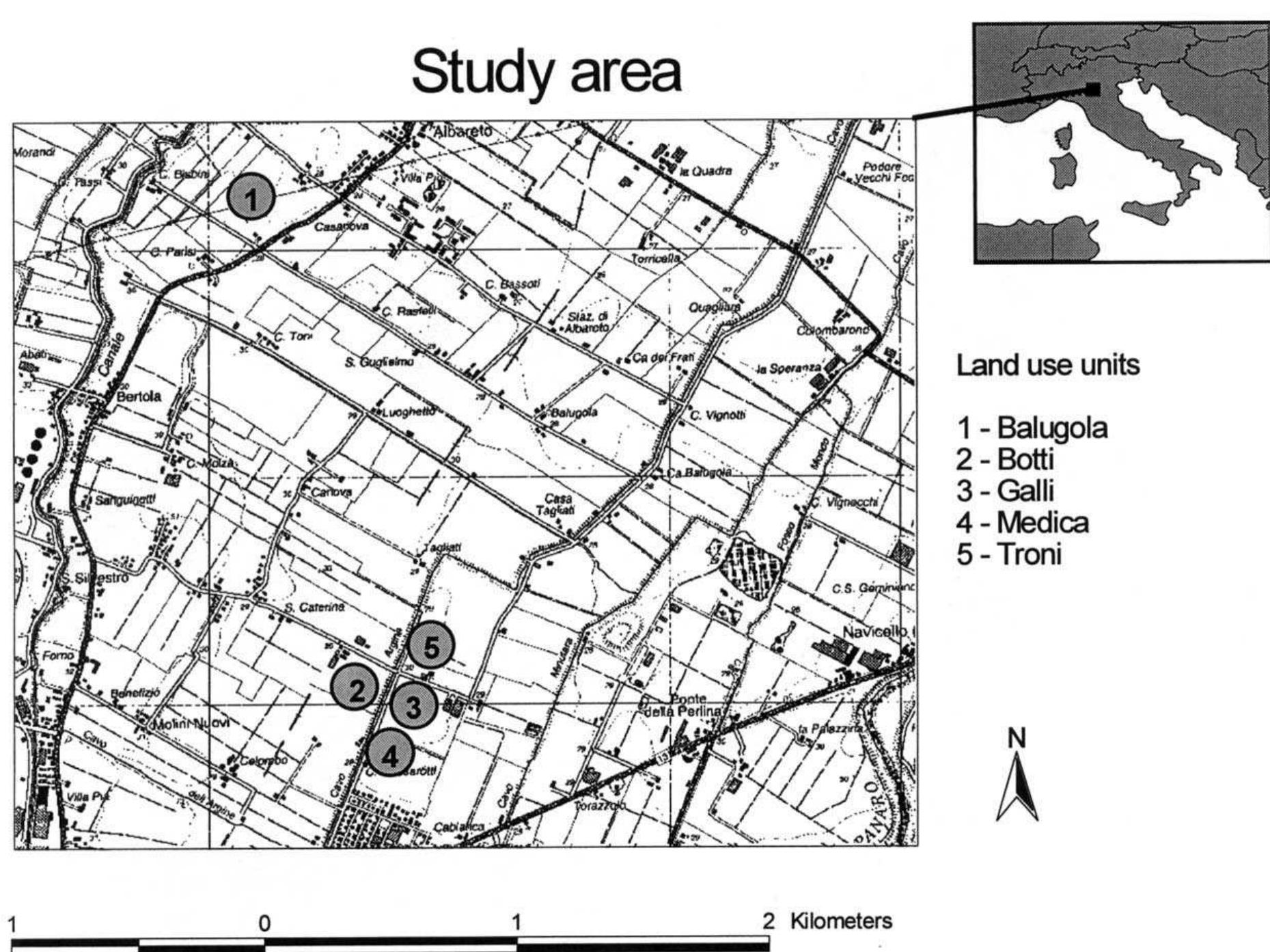 Map of the study area (northern italy; lat. 44°39’n, long.