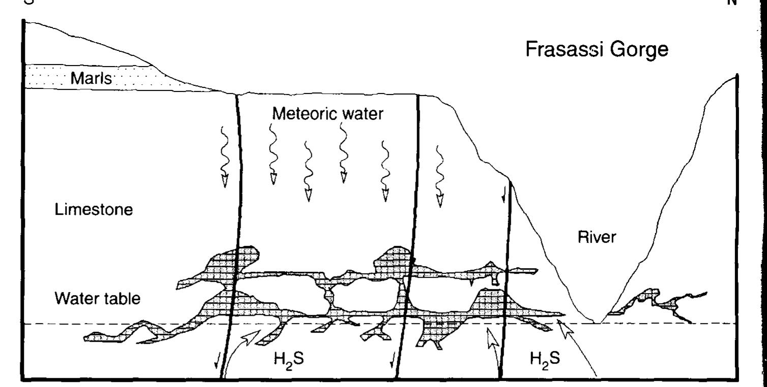 Different types of gypsum deposits fill the cave. at