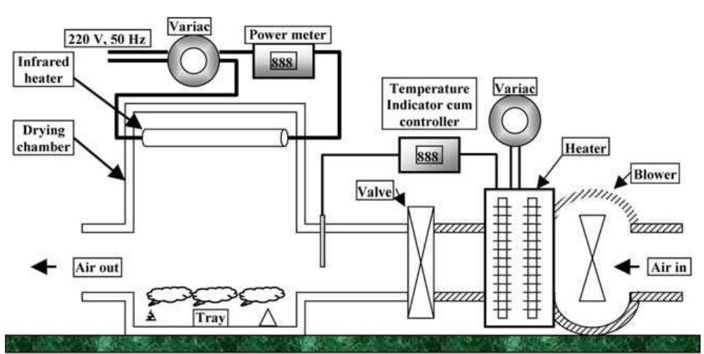 Schematic view of experimental infrared drying setup. the