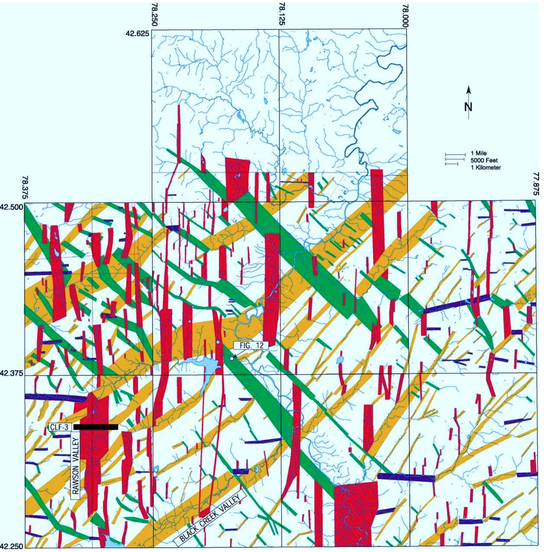 Map of zones of fracture intensification domains (fids) in