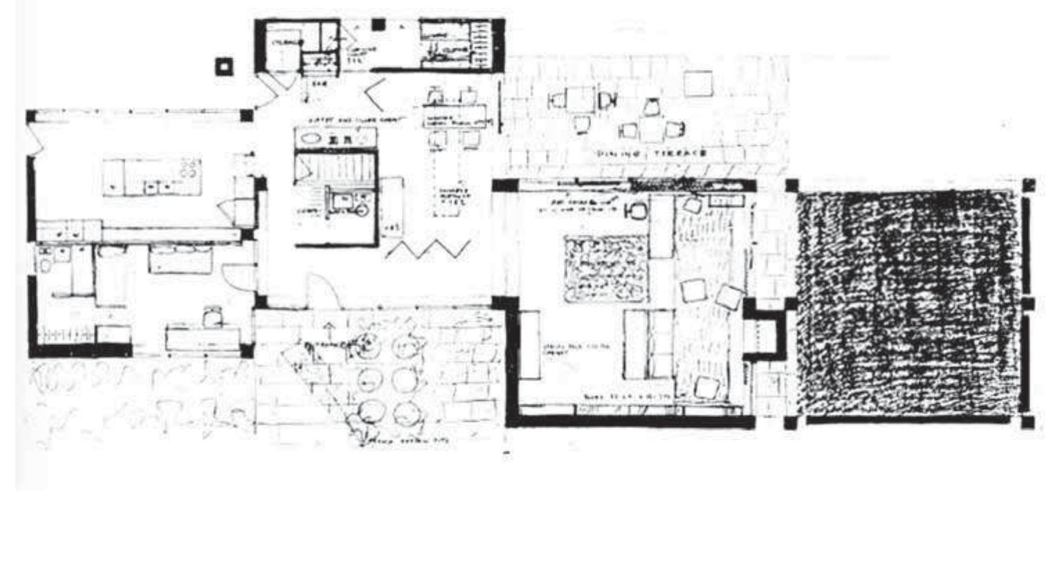 11: ground floor plan for the unbuilt weber devore house.