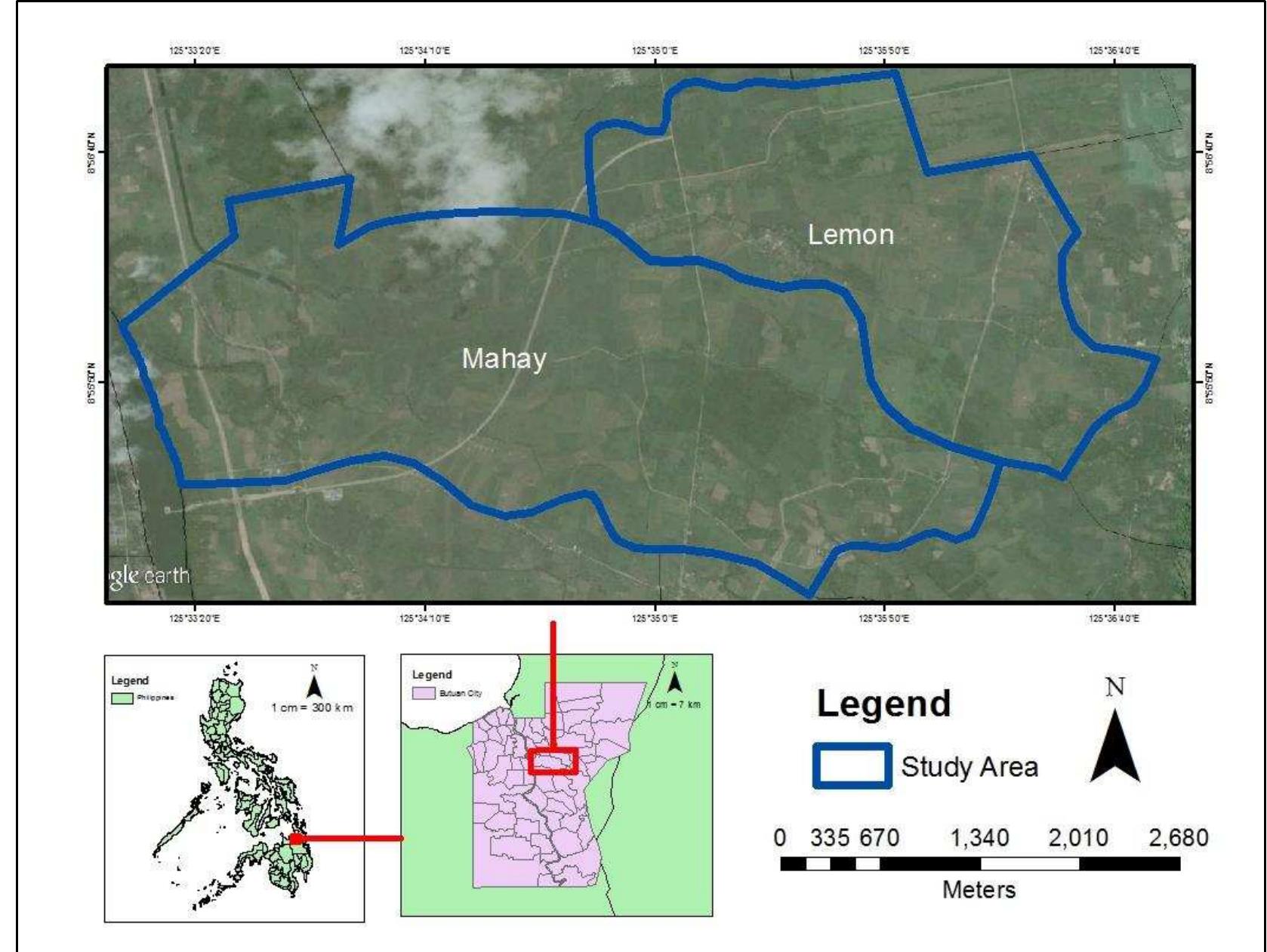 Map of the study area — barangay mahay and lemon, butuan ciy