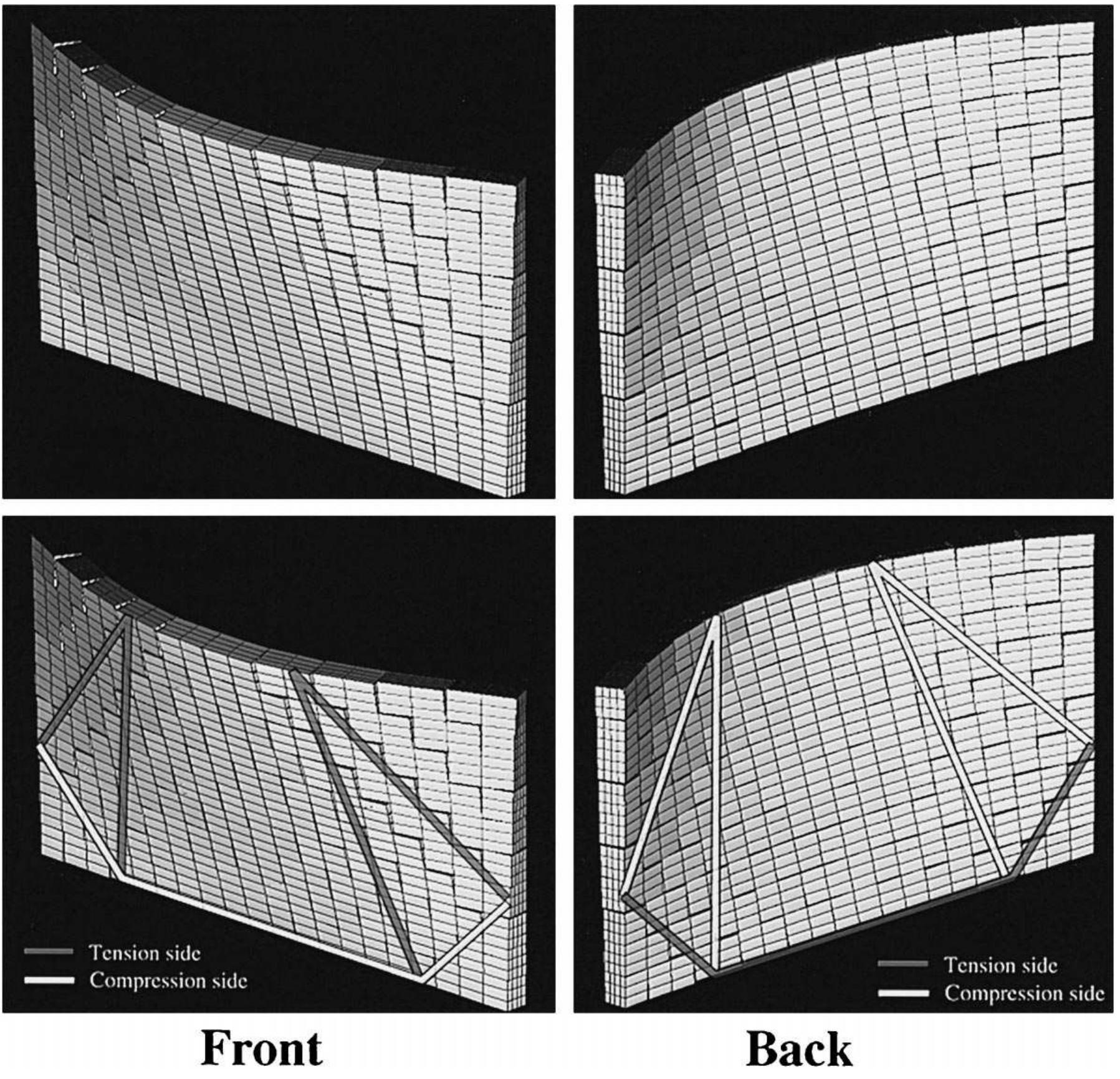 Block-interface model of a wall supported at its bottom and