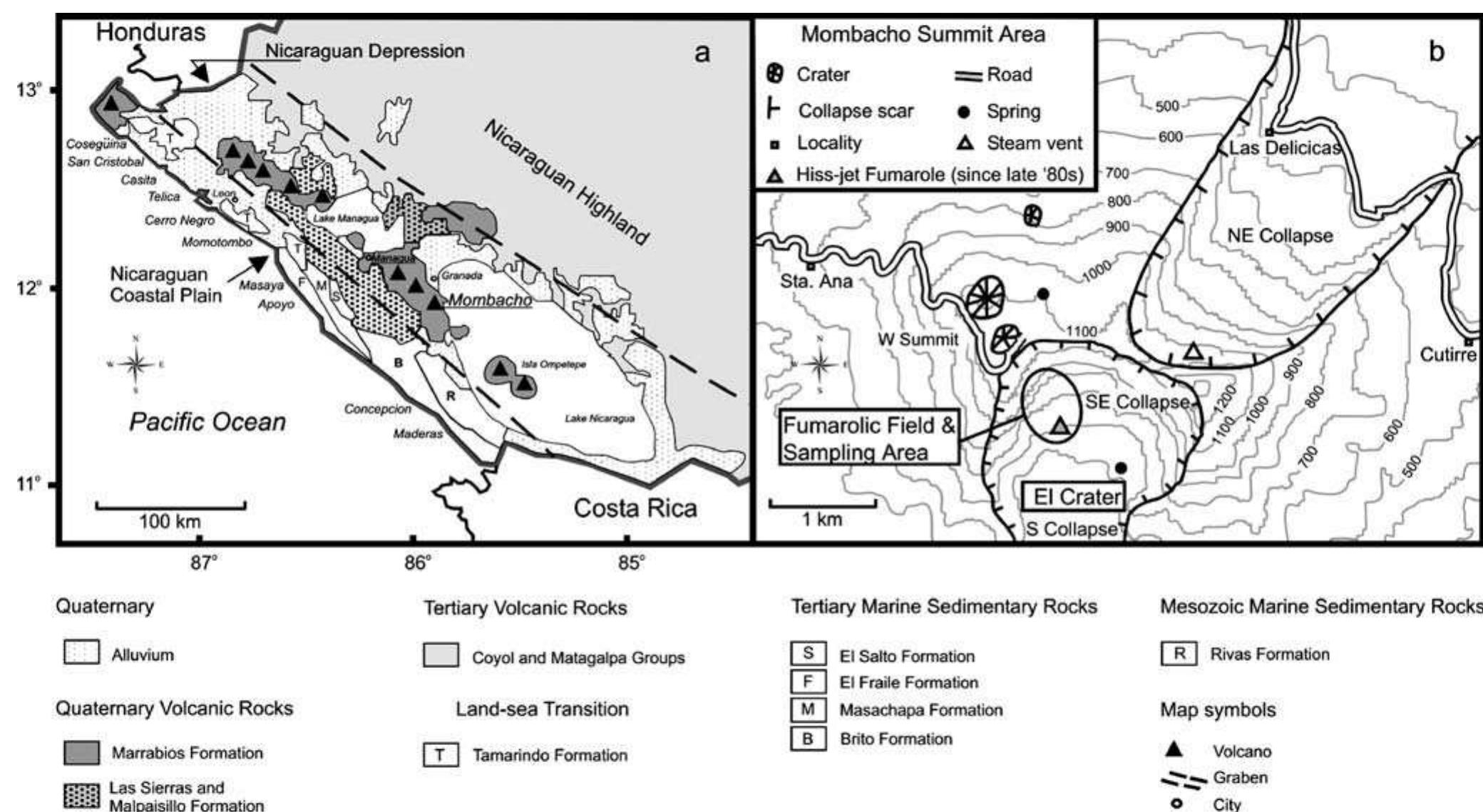 A schematic geological map of nicaragua (modified after van
