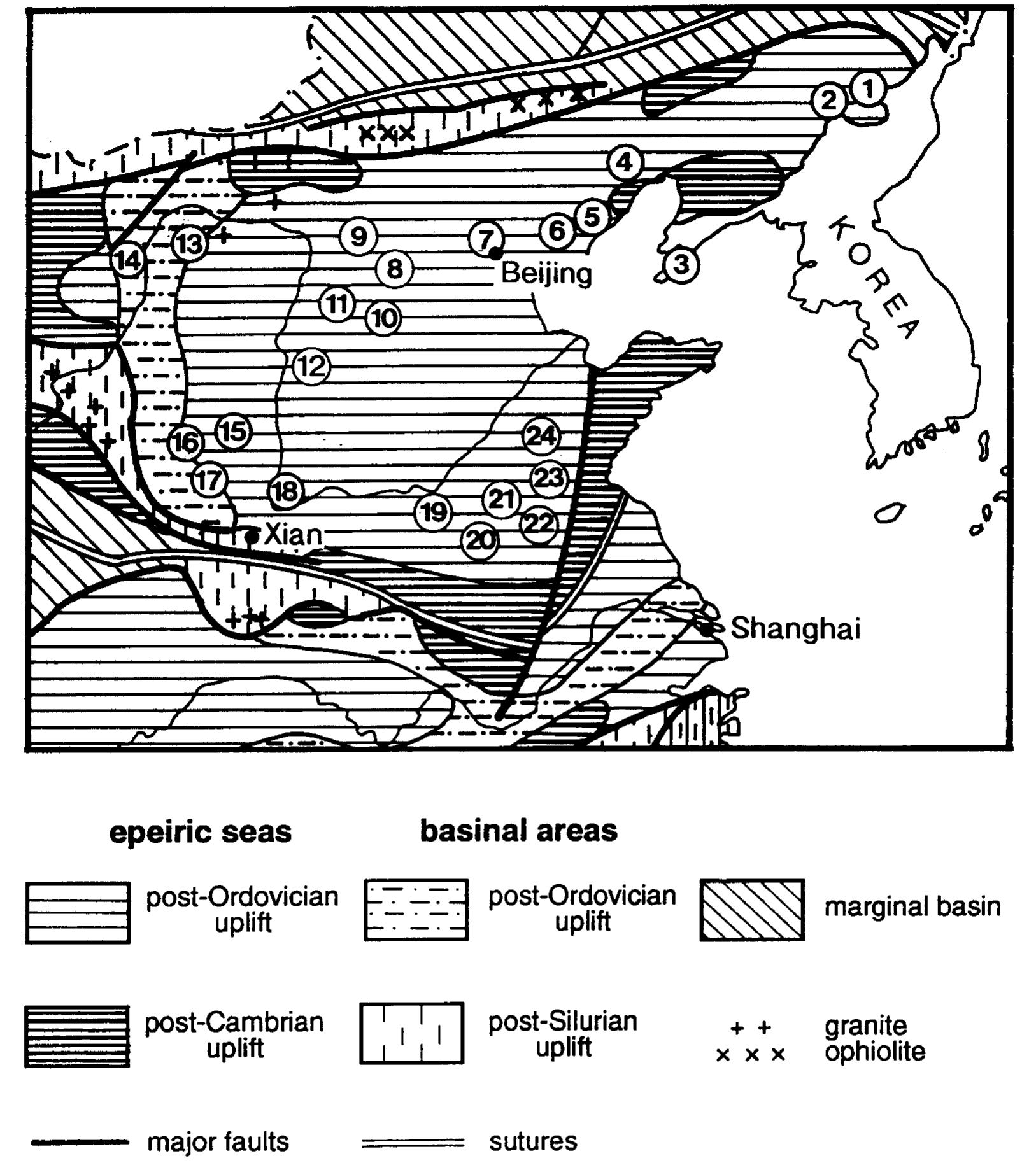 Schematic geological and structural map of the north china