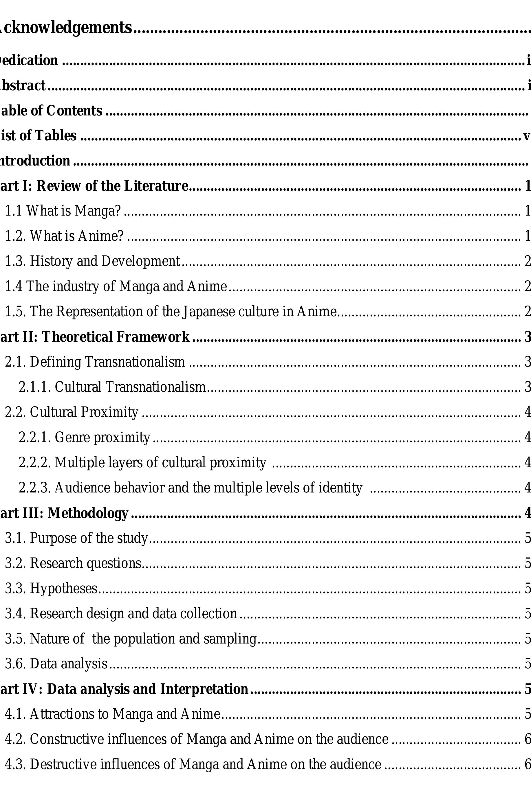Table 1 - Manga and Anime: a gateway to the Japanese culture