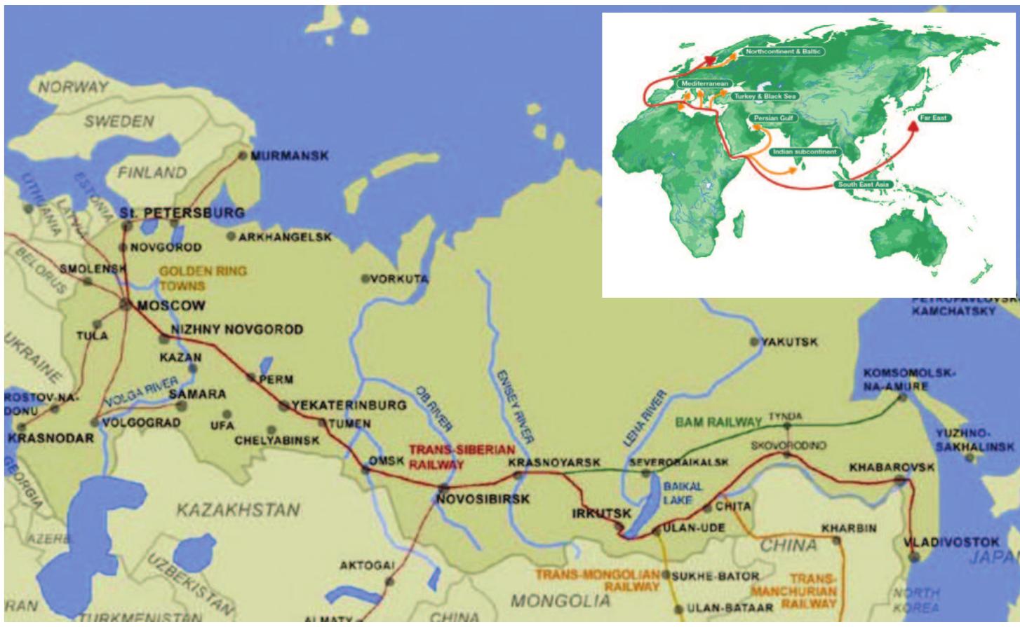 Map 8-9: europe-asia ocean route and trans-siberian railway
