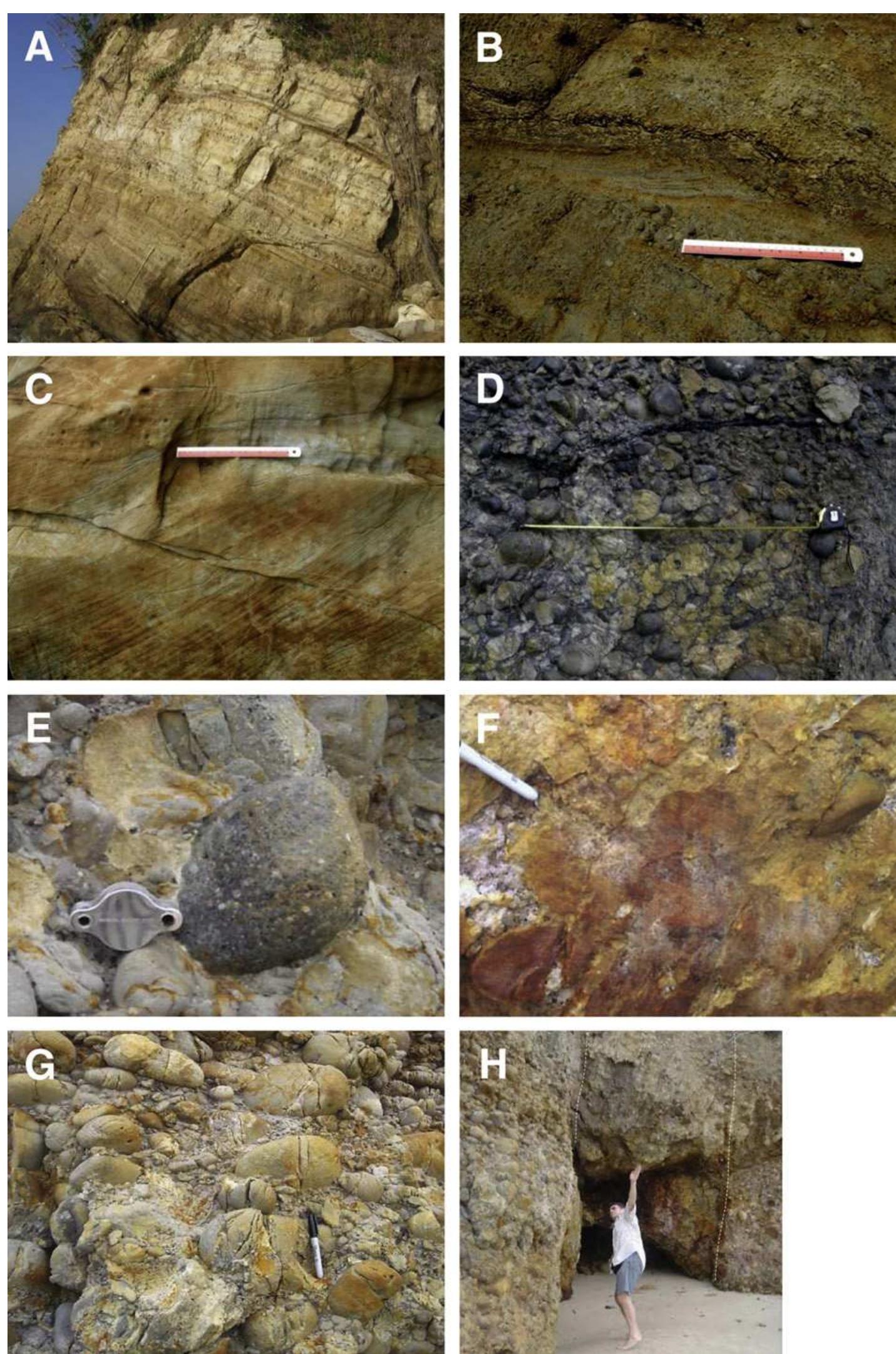 Fluvial sandstone outcrops on the klias peninsula. (a and b)