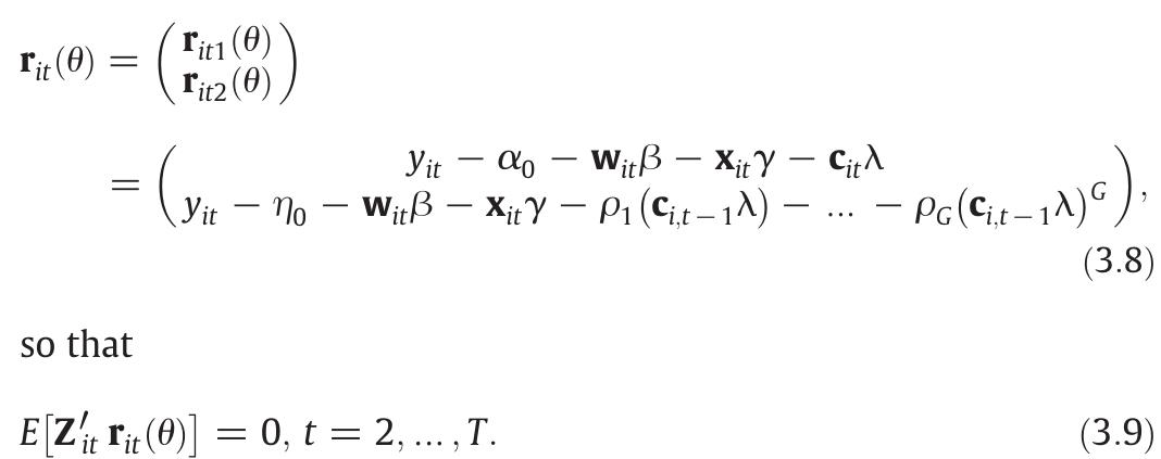 Gmm estimation of all parameters in eqs. (3.3) and (3.4) is