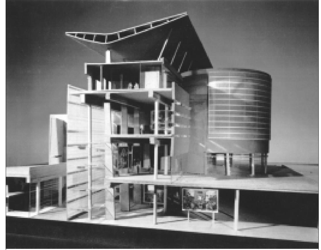 Section model of exhibit spaces and ramps in pope john paul