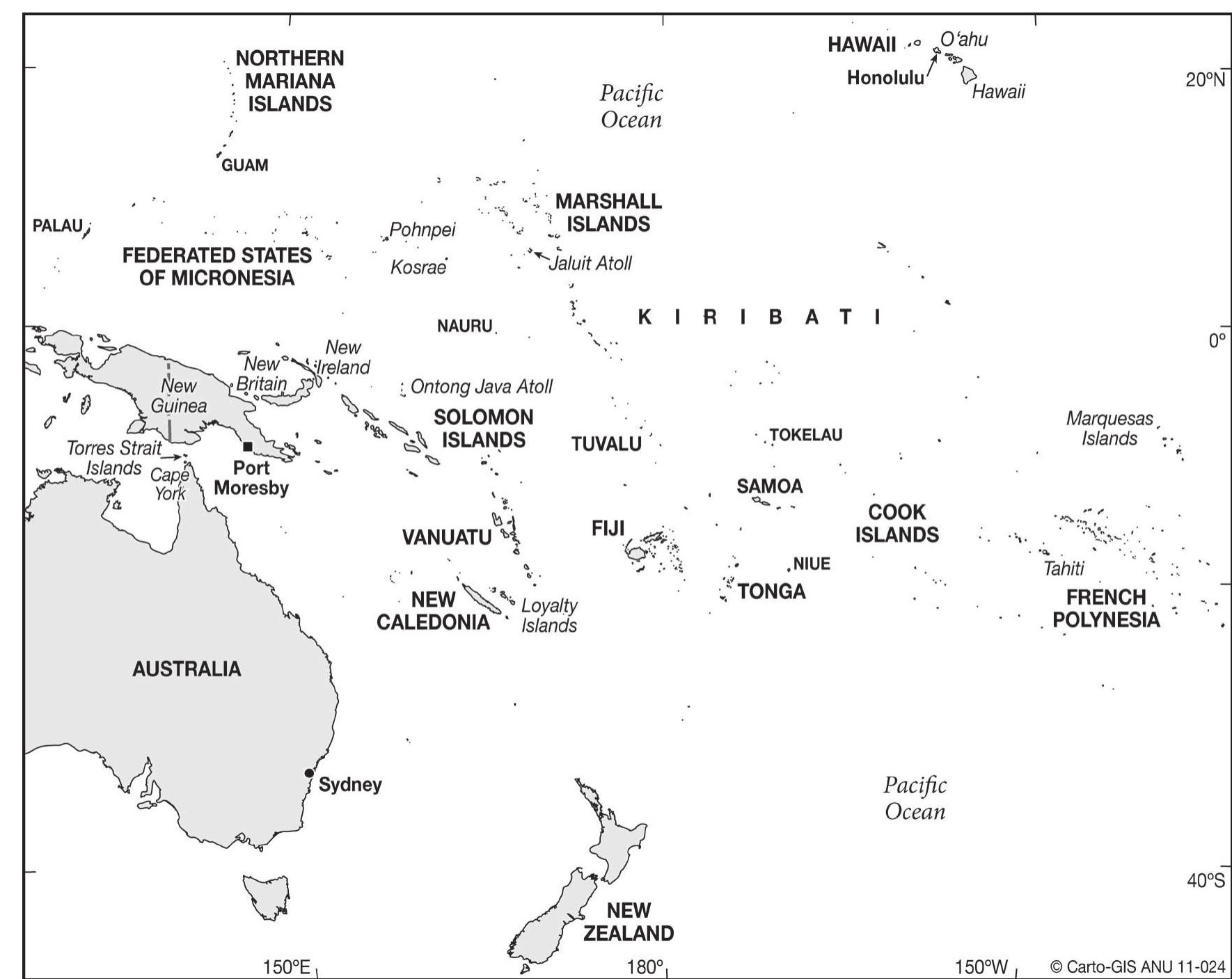 Map of the pacific, showing locations visited by otto